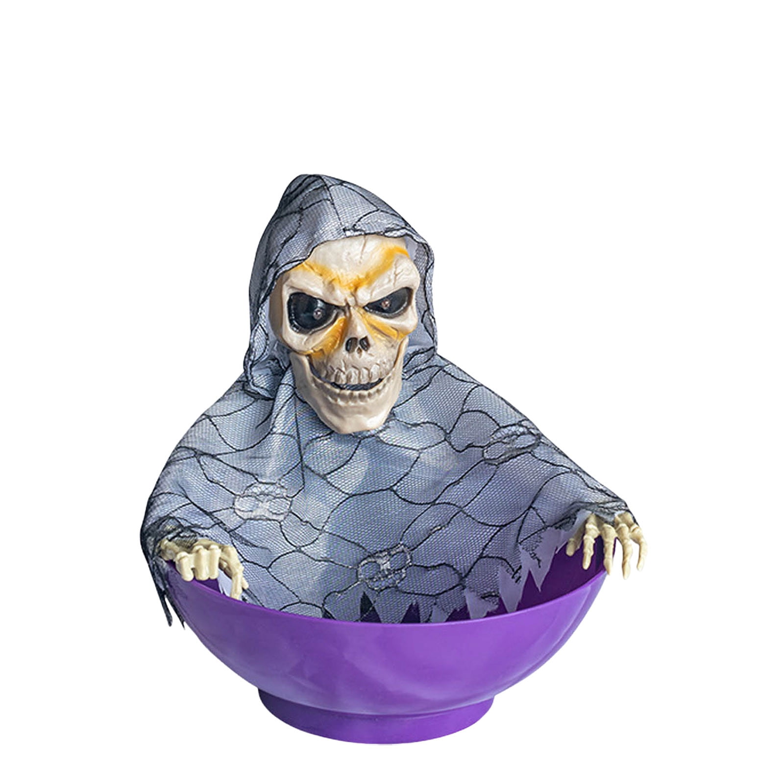 Halloween Animated Candy Dish - Light-Up Grim Reaper Bowl with Spooky ...