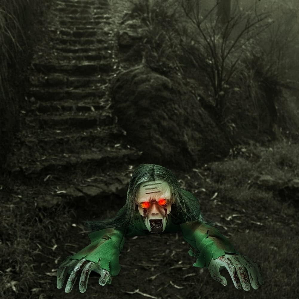 Halloween Animated Decorations, Outdoor Crawling Zombie with Horror ...