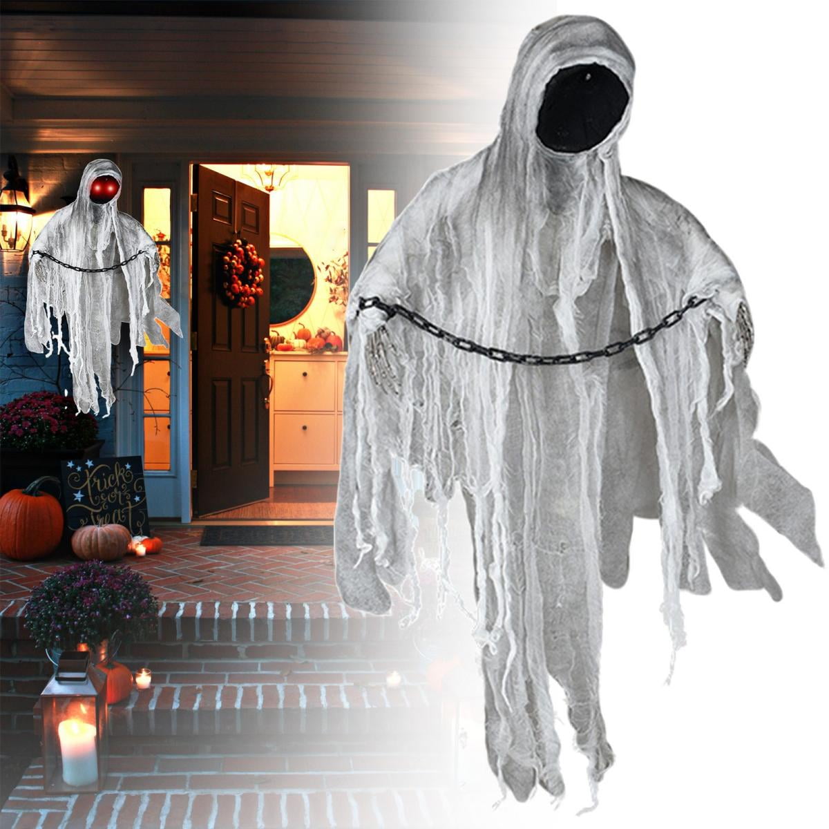 Halloween Animated Hanging Ghost Scary,2025 Hanging Grim Swing White ...