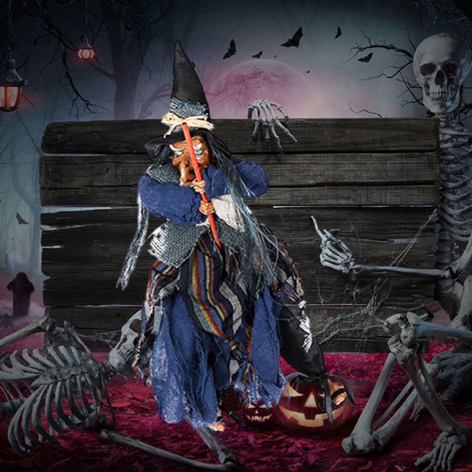 Halloween Animated Standing Witch Life Size Animatronic Witch With Pre ...