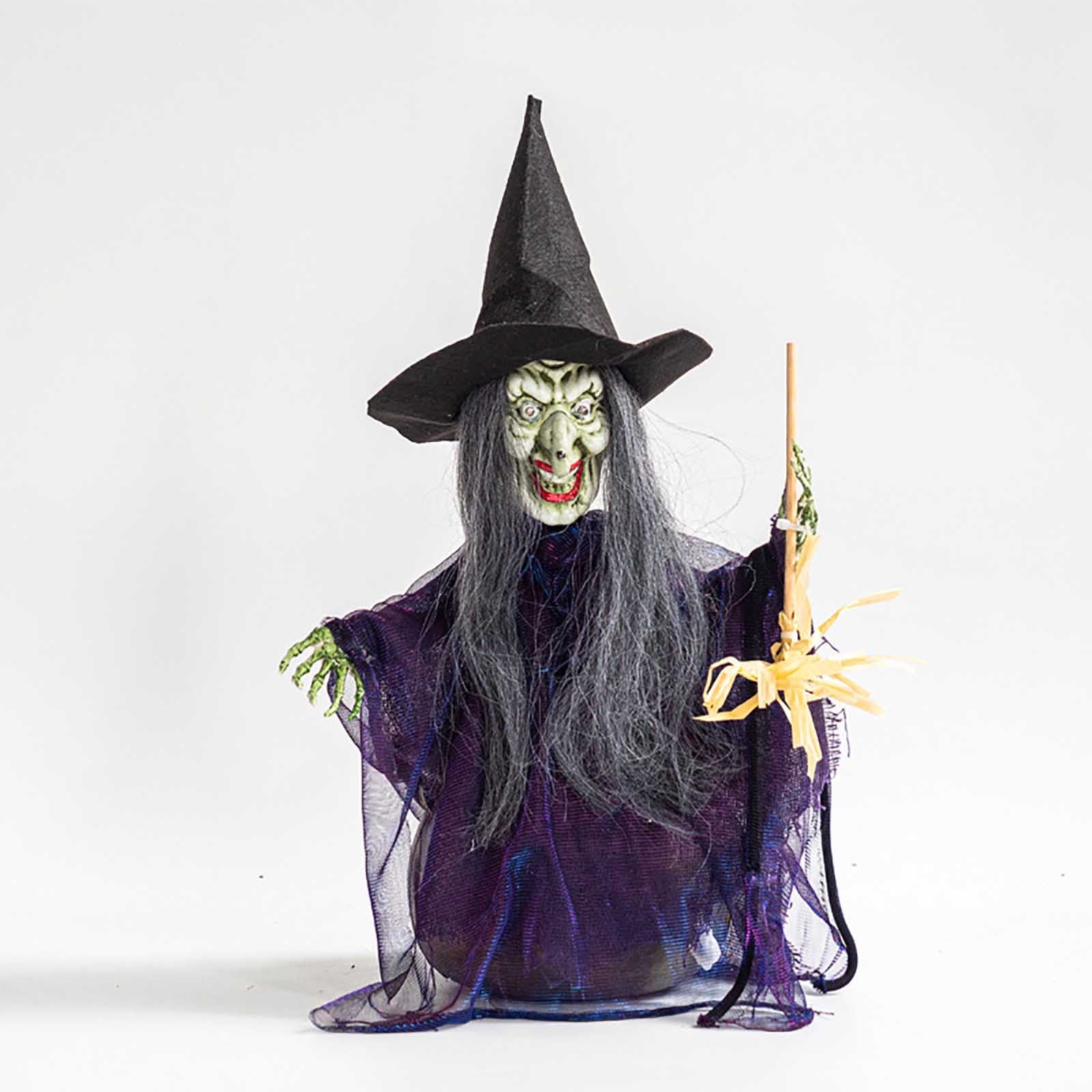 Halloween Animated Witch Decoration, Voice Activated Bouncing Prop With ...