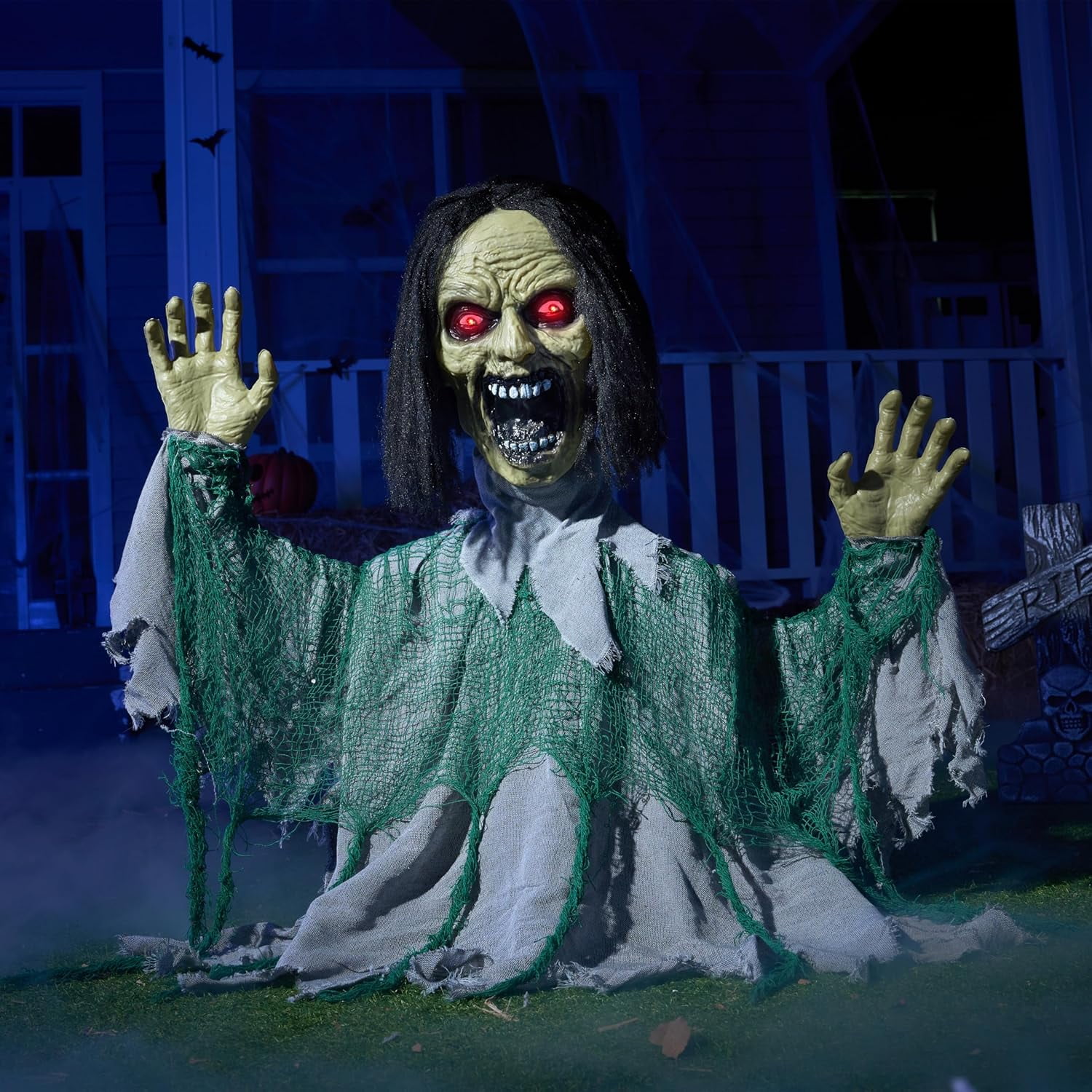 Halloween Animated Zombie Groundbreaker Outdoor Decor with Light Up ...