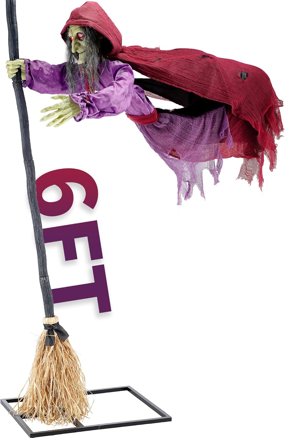 Halloween Animatronic Flying Witch, 6FT Animated Hanging Witch with ...