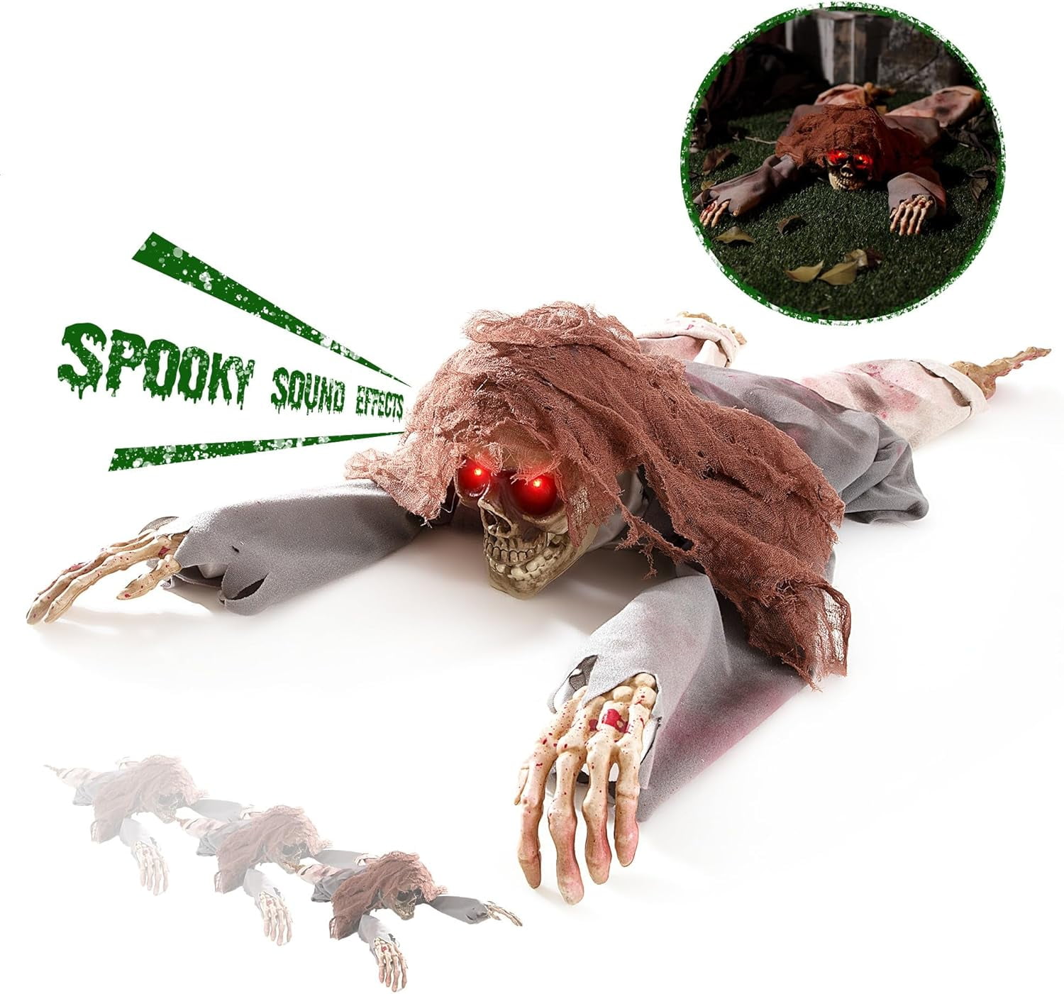 Halloween Animatronics Hanging Skull Heads Decorations - Animated ...