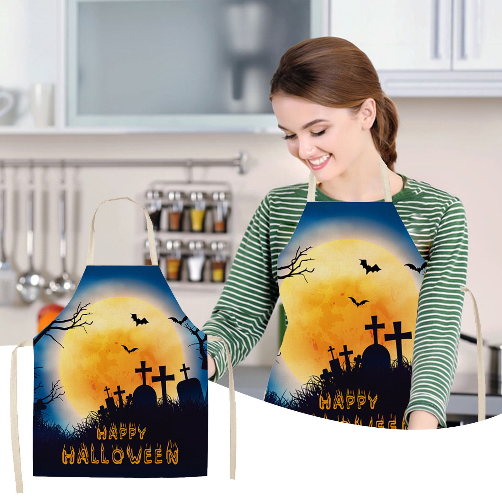 Halloween Aprons for Women, 14.96*18.5 Inch Pumpkin Halloween ...