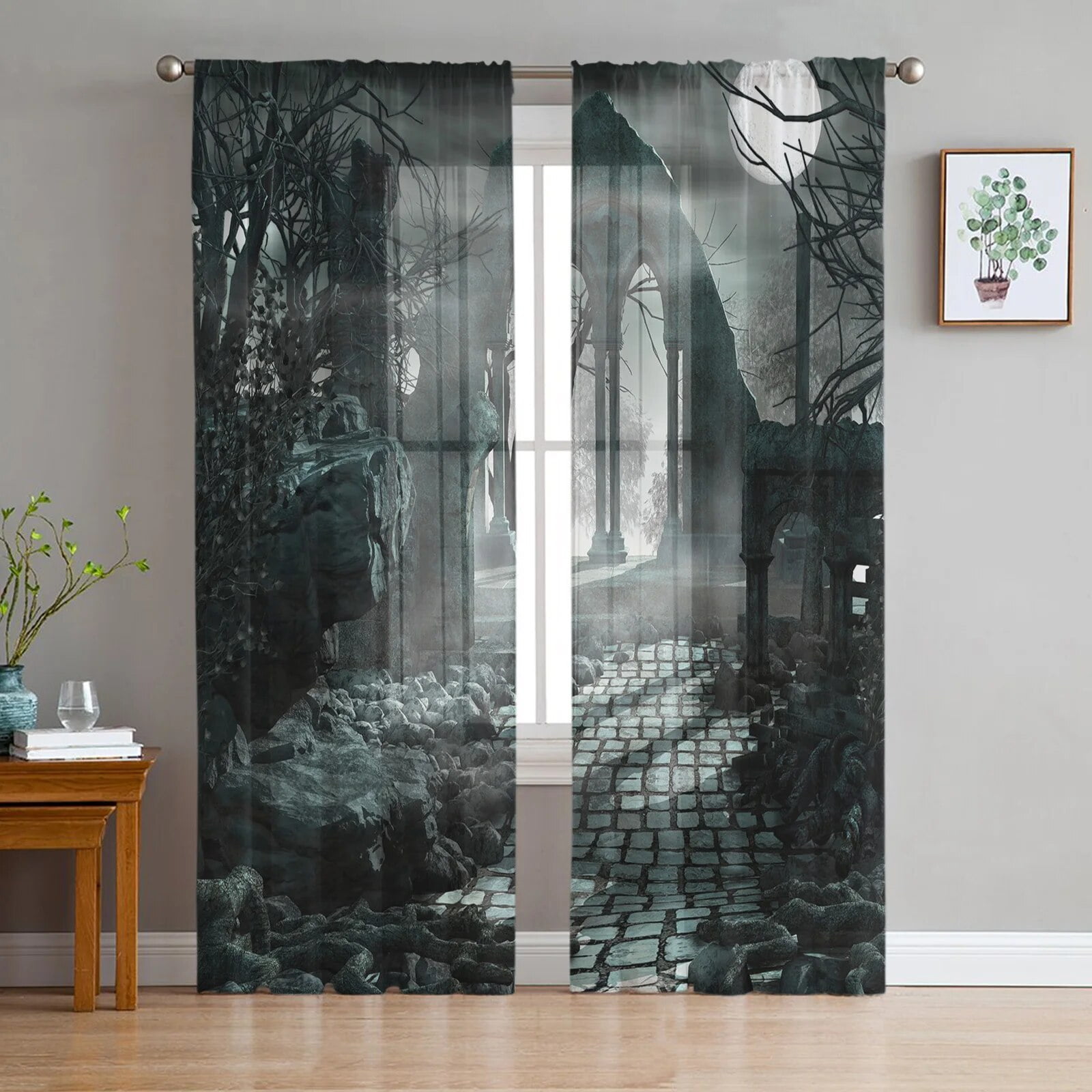 Halloween Architecture Horror Night Curtains For Living Room Bedroom ...