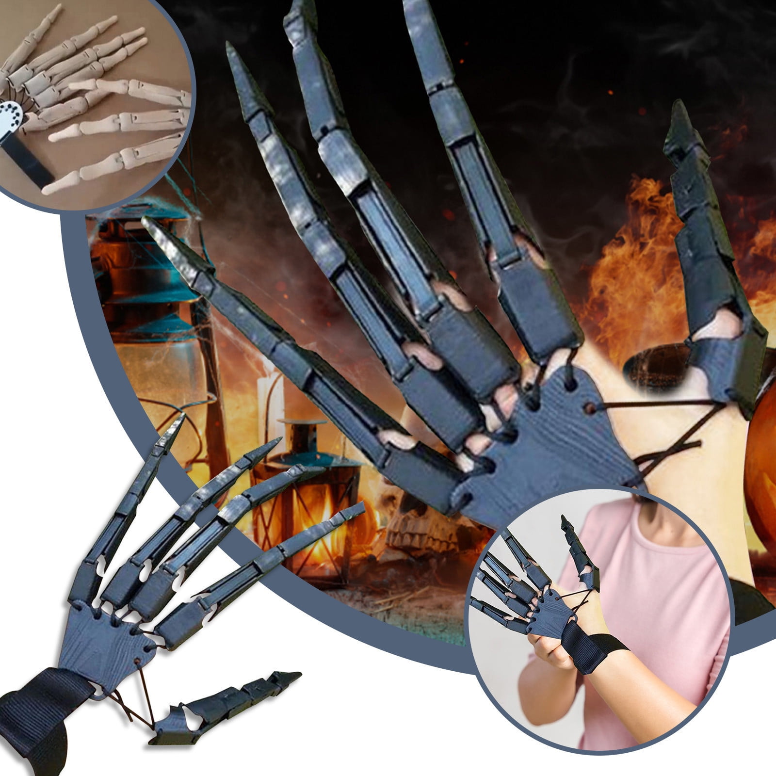 Halloween Articulated Finger Claws, Cosplay Prop Skeleton Bone Claws ...