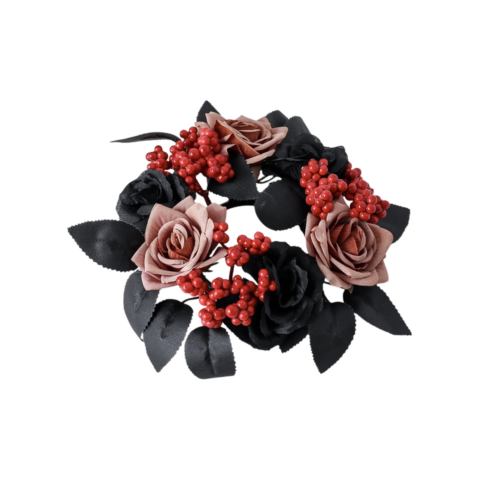 Halloween Artificial Flowers Silk Fake Maple Leaves Candlestick Wreath ...