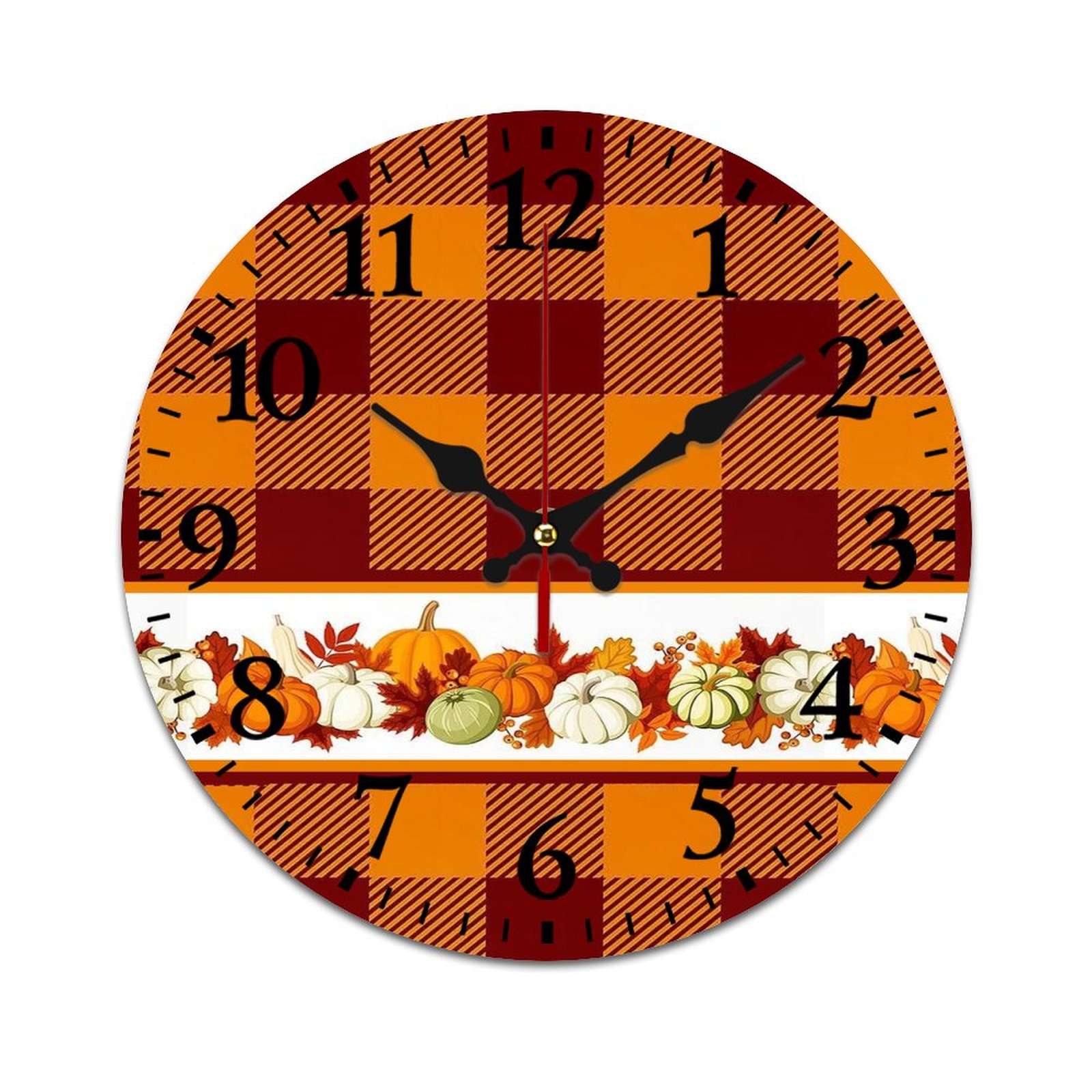 Halloween Autumn Fall Leaves Pumpkin Wall Clock Modern Design Clocks ...
