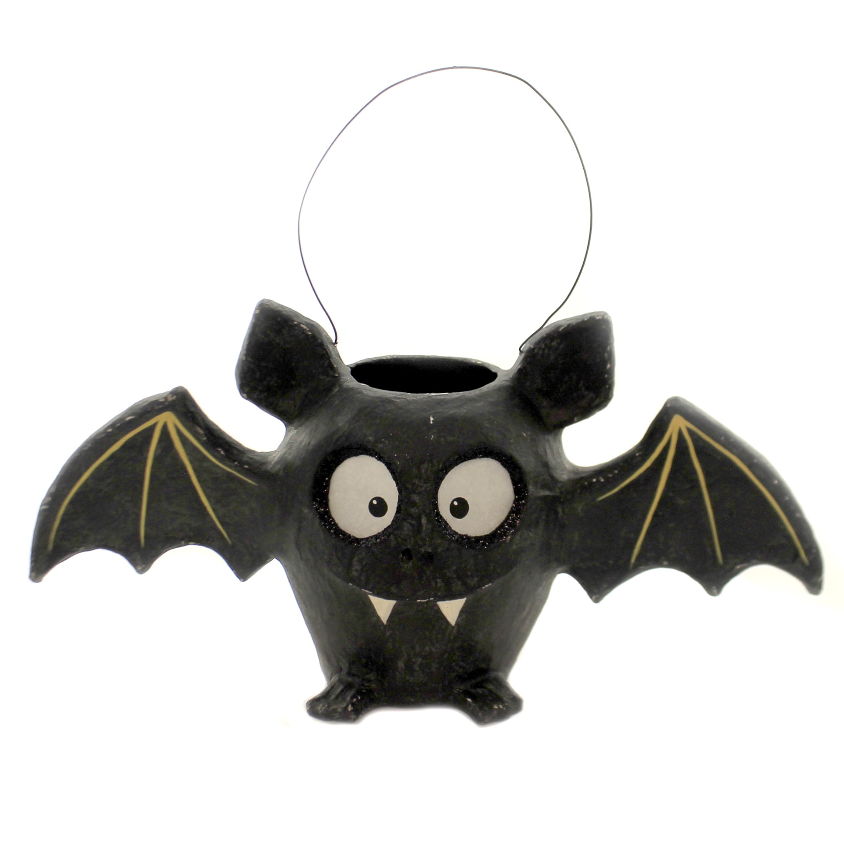 Halloween Bat Bucket Paper Mache Fangs Primitive Wings Tj8657 - Walmart.com