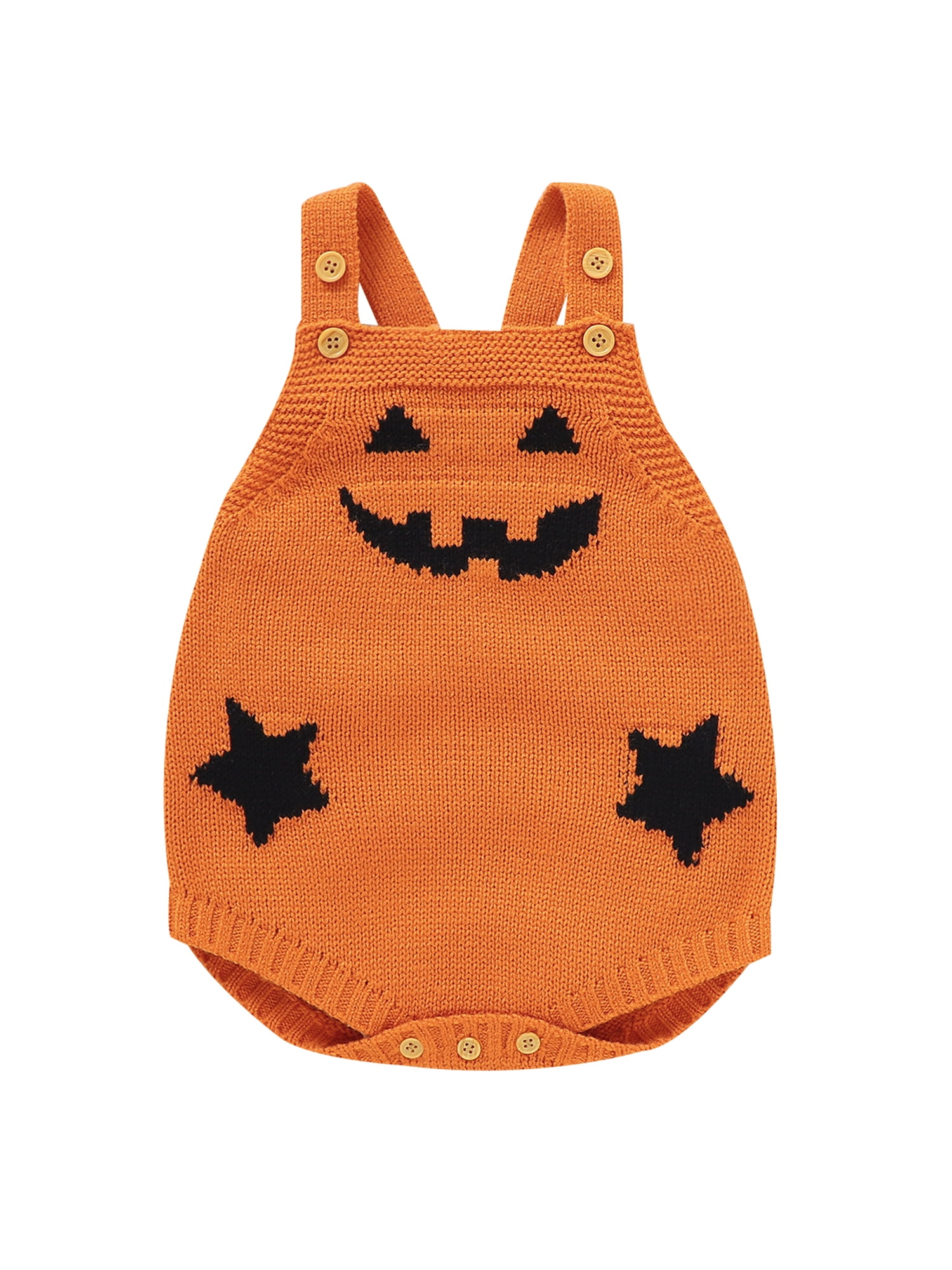 Halloween Baby Boy Girl Clothes Pumpkin Sleeveless Knit Overalls Romper Suspenders Jumpsuit Cute ...