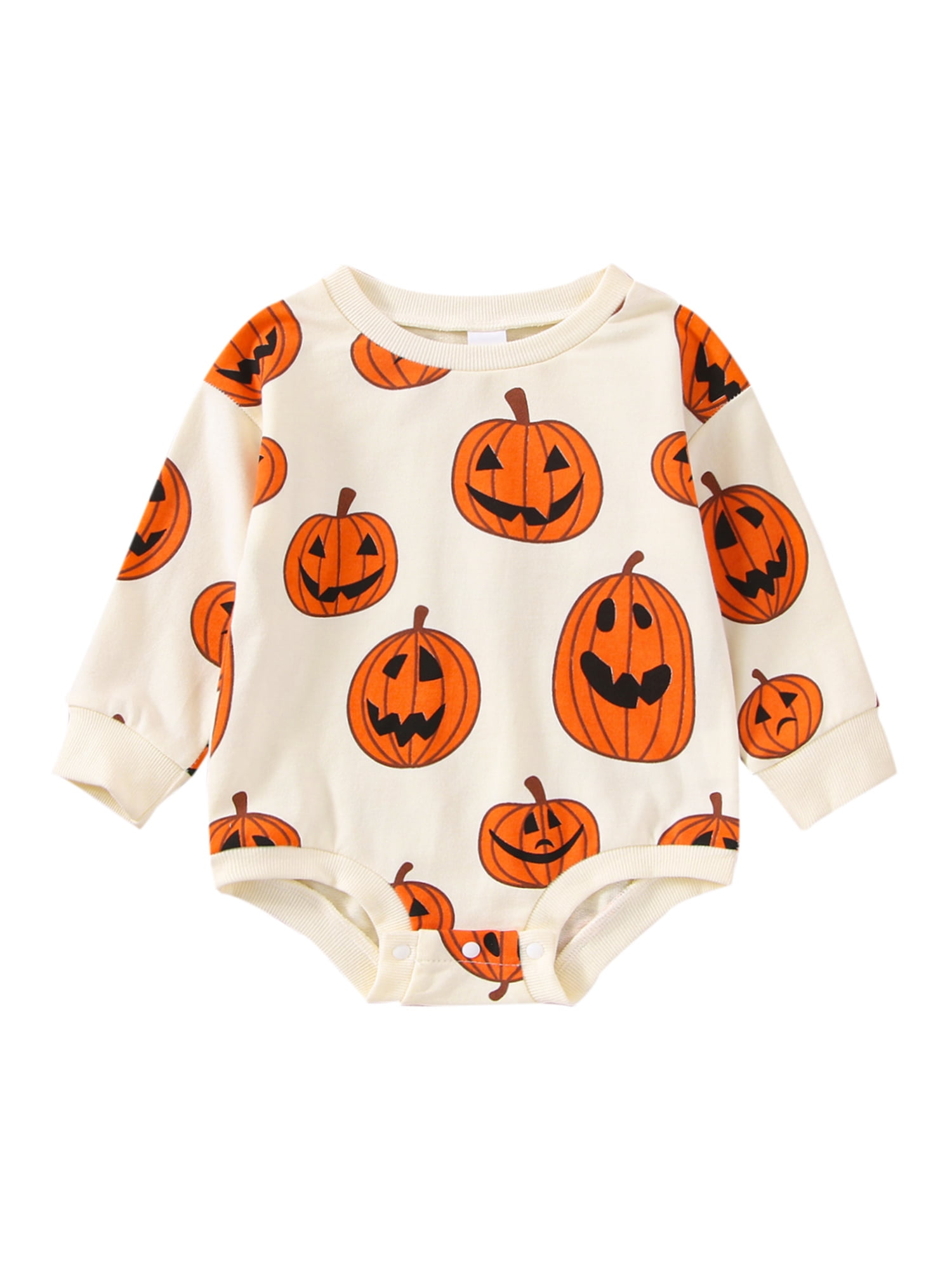Halloween Baby Boy Girl Outfit Pumpkin Long Sleeve Sweatshirt Romper Fall Bubble Bodysuit ...