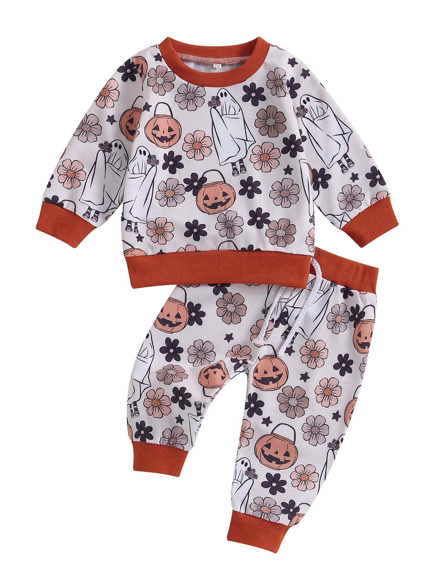 Halloween Baby Clothes Long Sleeve Pumpkin Print Sweatshirt and Long Pants Set Toddler Boy Girl ...