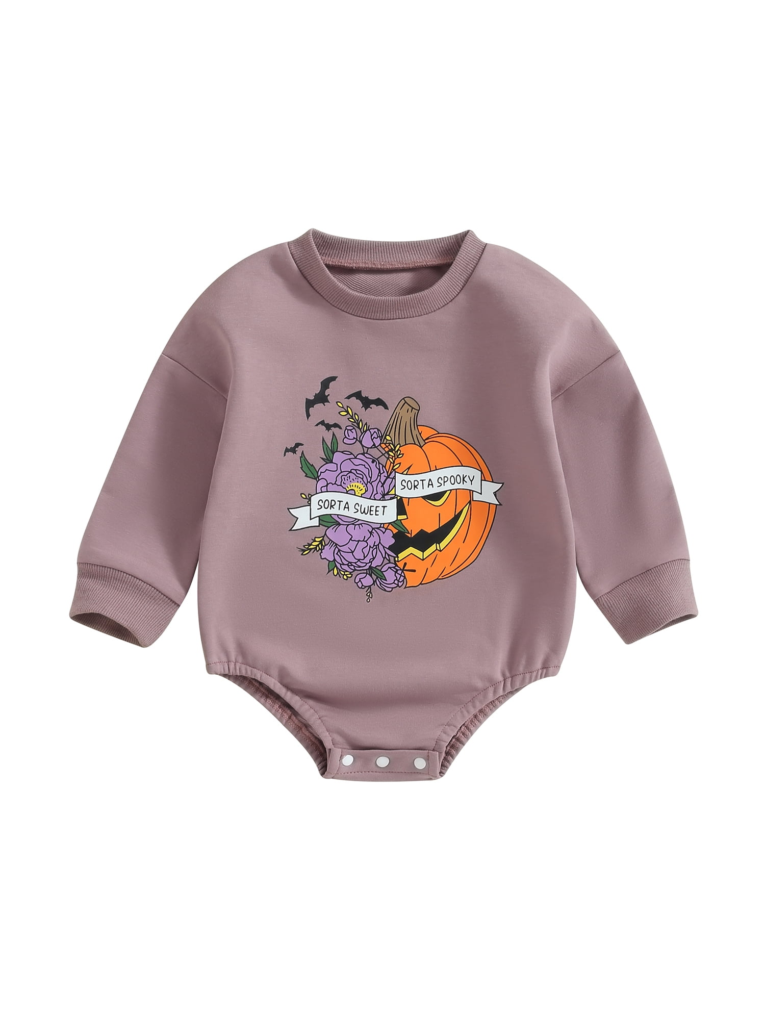 Halloween Baby Romper Girl Boy Long Sleeve Crew Neck Sweatshirt Bodysuit Newborn Pumpkin Print ...