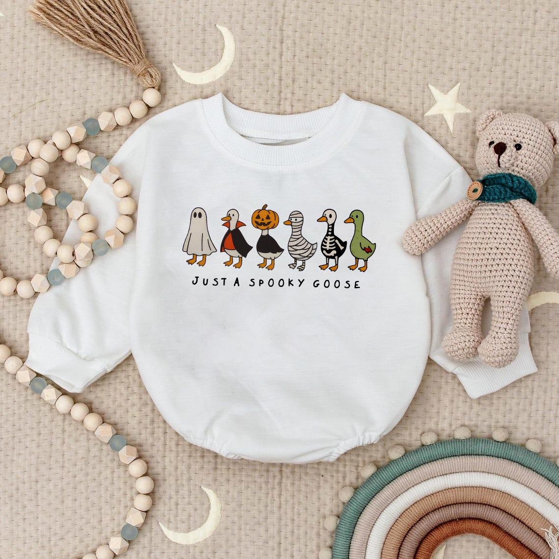 Halloween Baby Romper Sweatshirt, Spooky Goose Outfit for Girls Boys ...