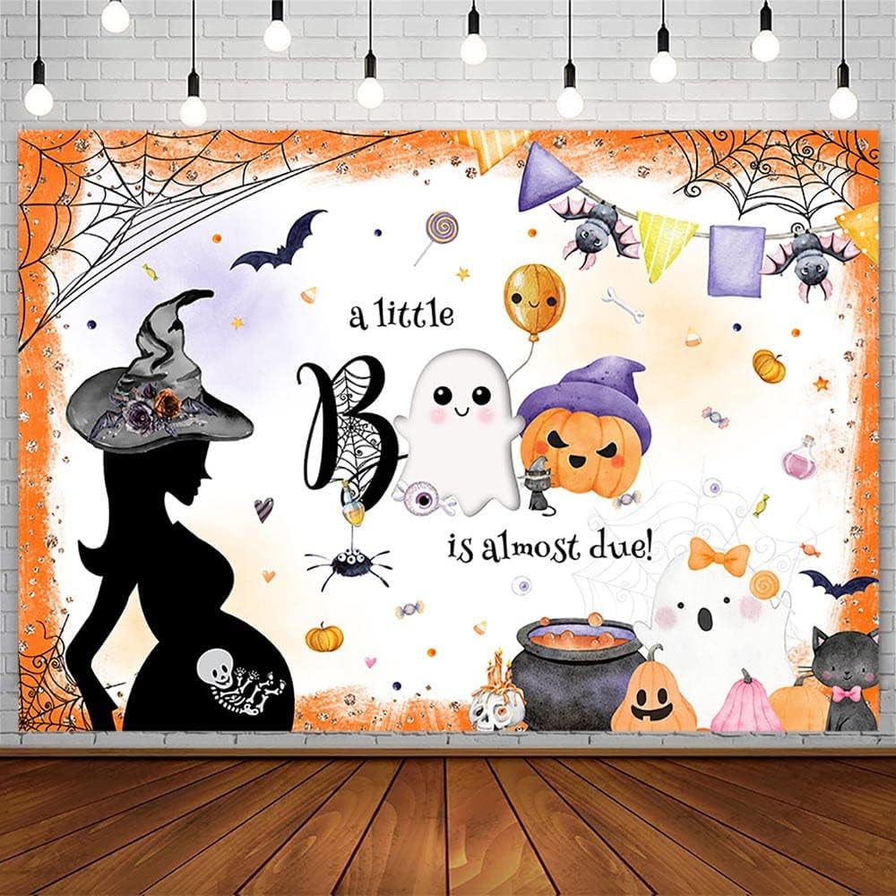 Halloween Baby Shower Backdrop for Kids Neutral Hey Boo Pumpkin Baby ...
