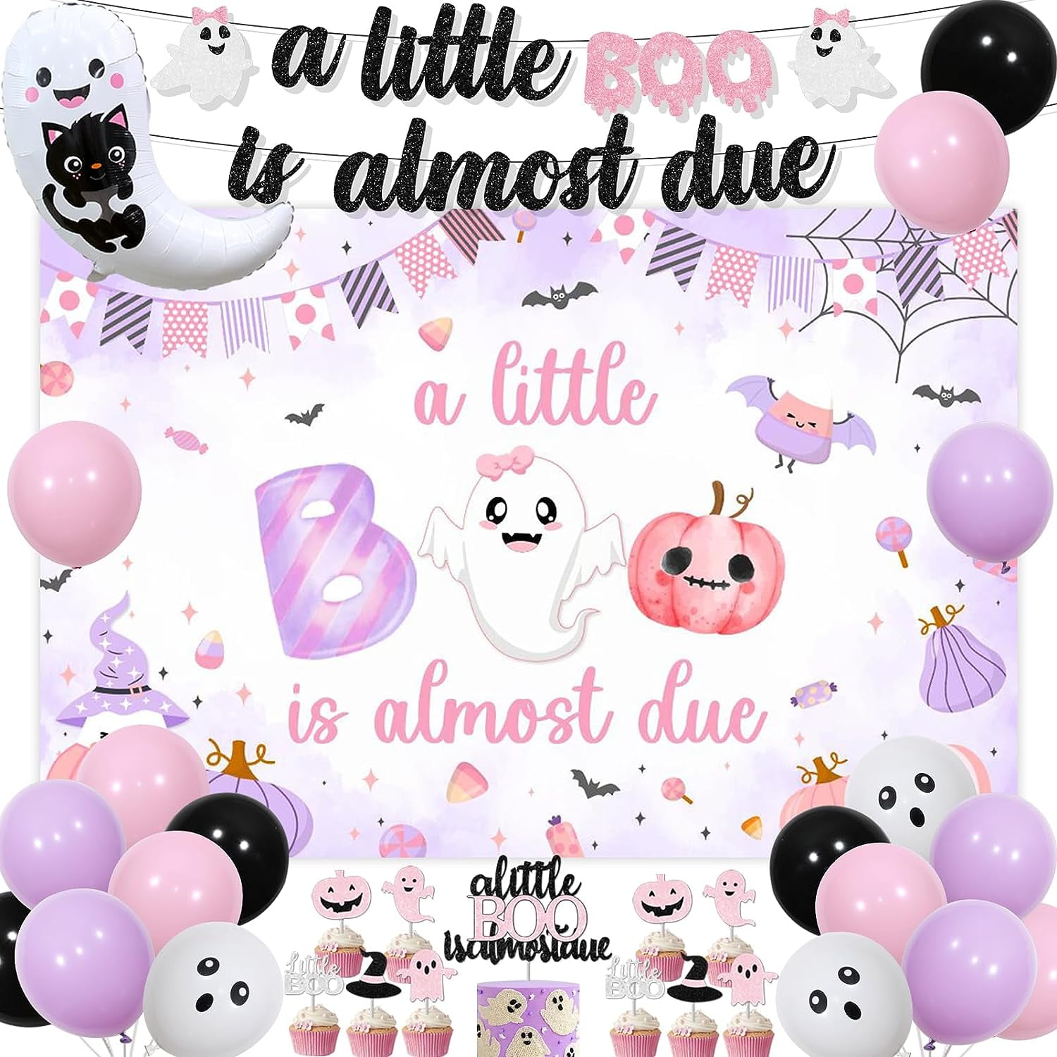 Halloween Baby Shower Decorations for Girls, A Little Boo Is Almost Due ...