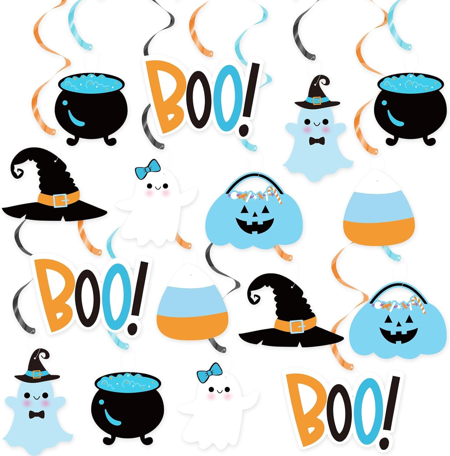 Halloween Baby Shower Party Hanging Swirl Decor, Cute Ghost Cauldron ...