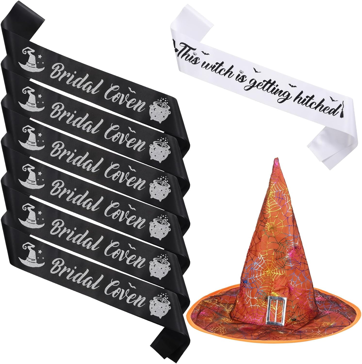 Halloween Bachelorette Party Sash Set, Bride to be Sash Halloween Witch ...