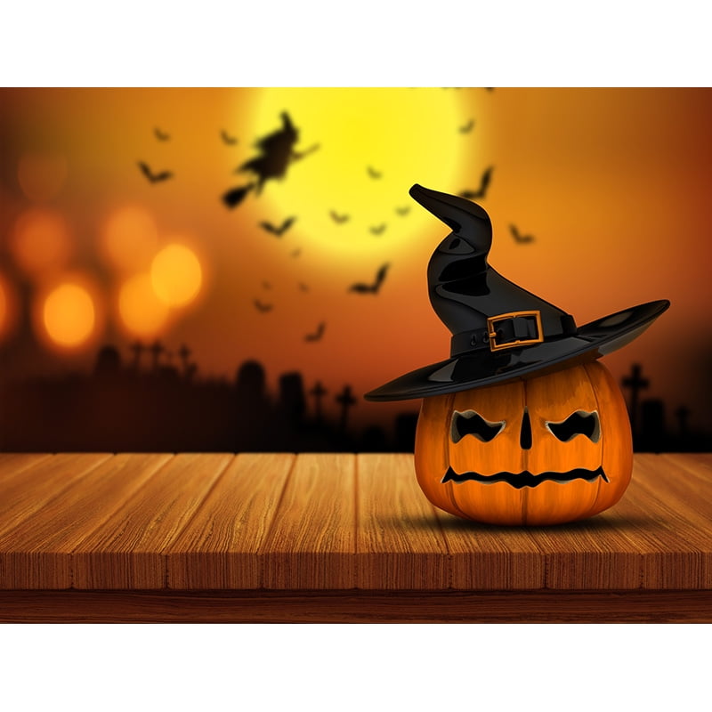 Halloween Backdrop Full Moon Scary House Night Castle Graveyard Forest ...