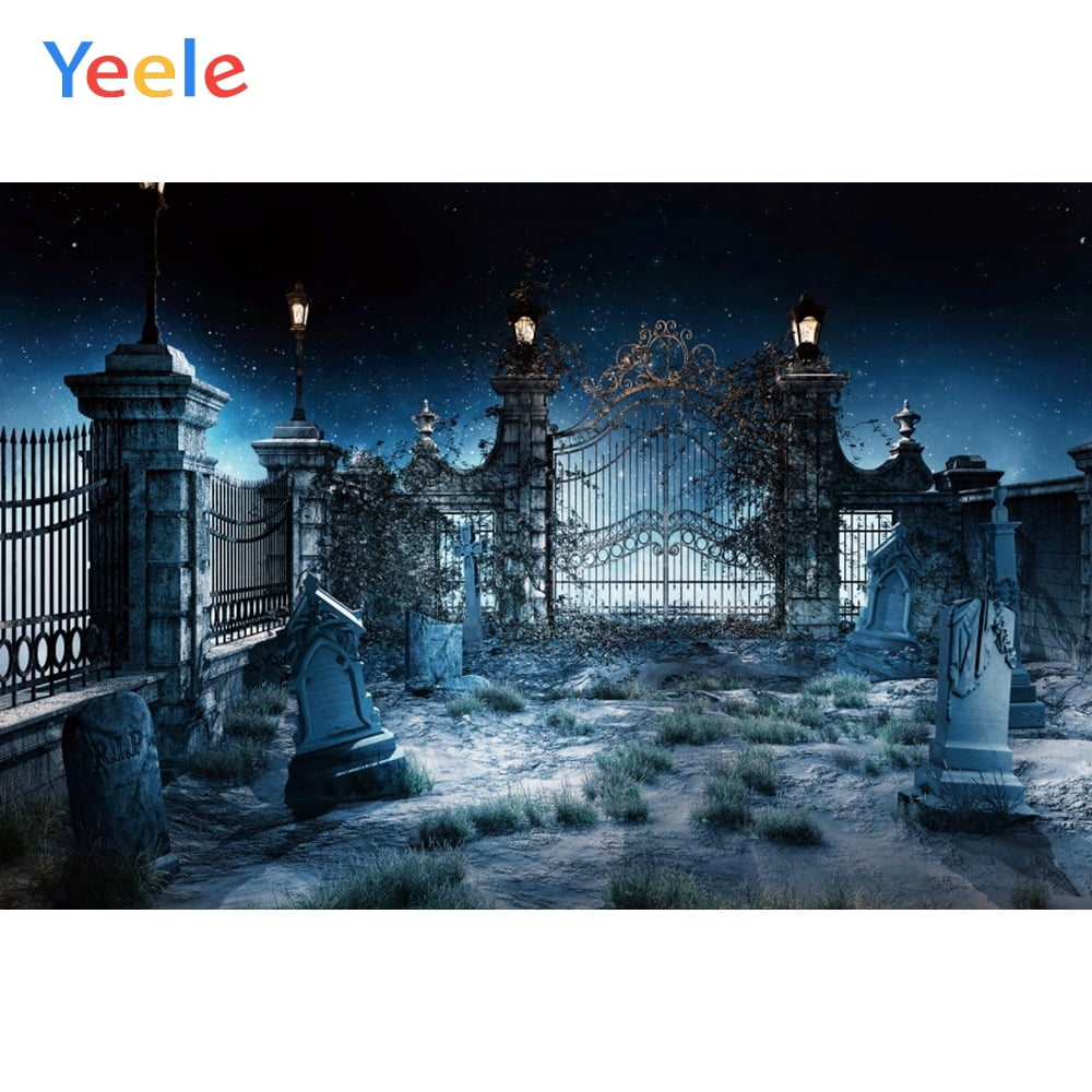 Halloween Backdrop Gate Door Grave Tombst Scary Scene Baby Portrait ...