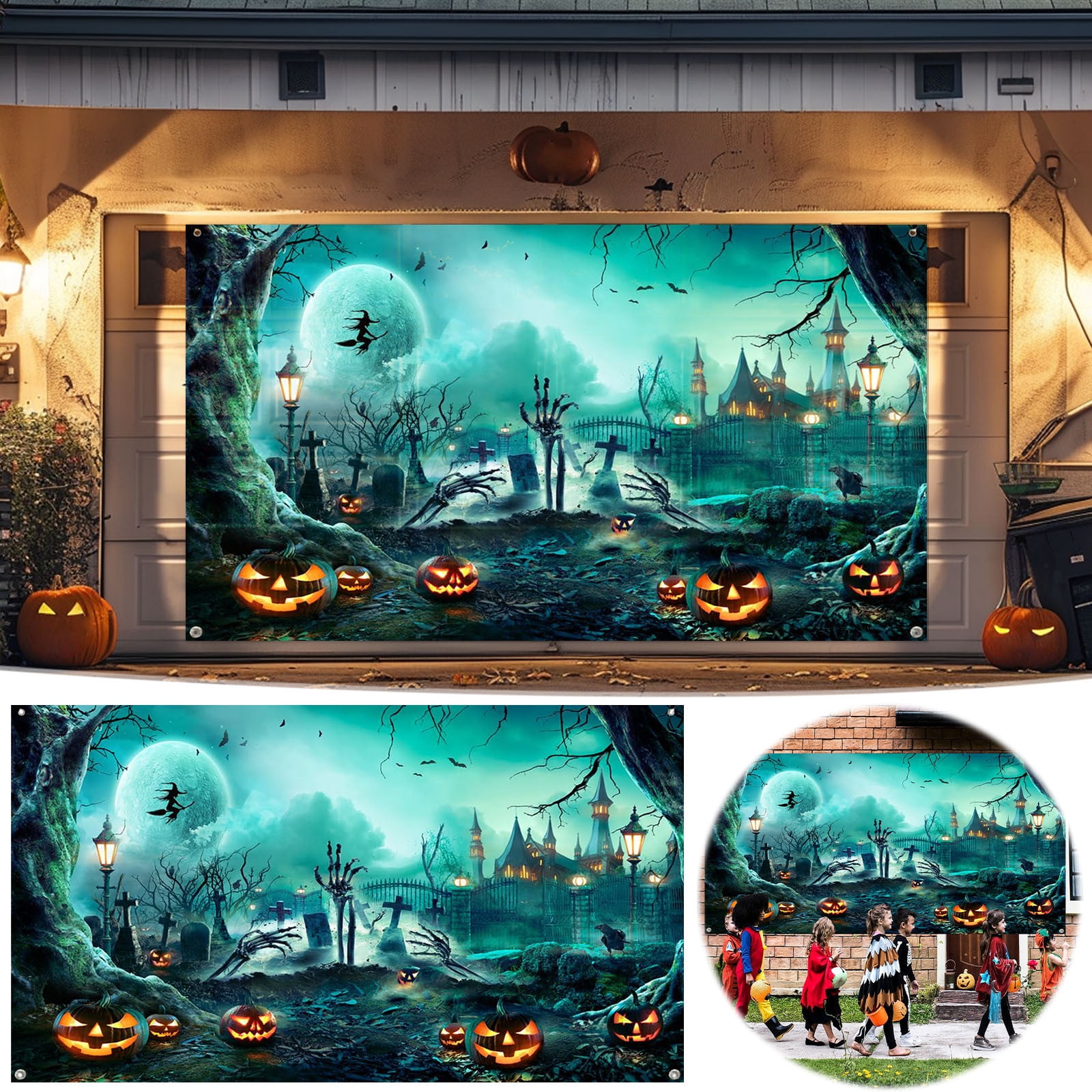 Halloween Backdrop Graveyard Backdrop Scary Halloween Backdrop ...