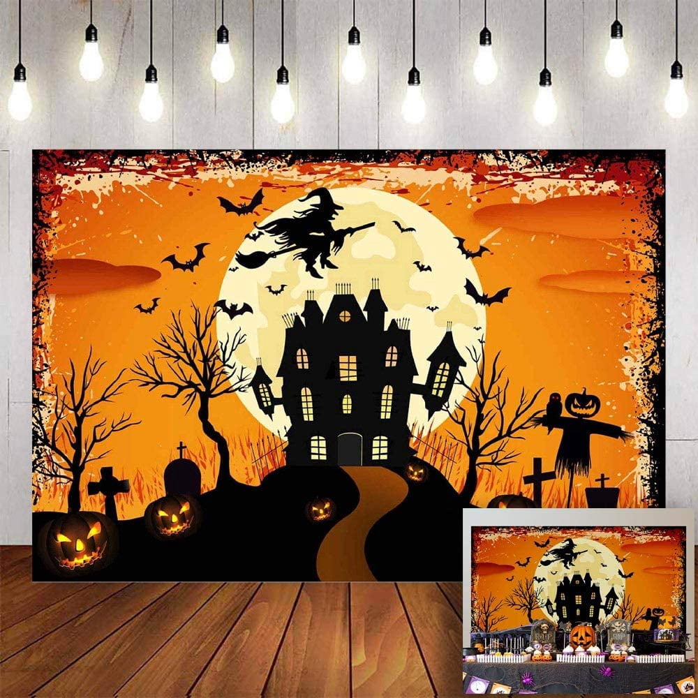 Halloween Backdrop Horrible Night Graveyard Hallowmas Eve Party ...