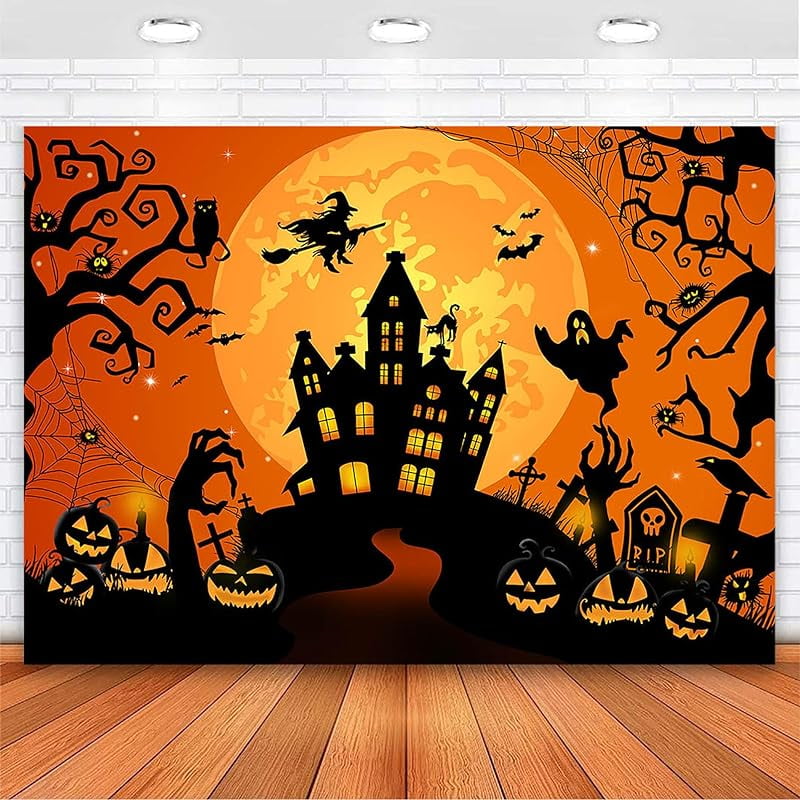 Halloween Backdrop Horror Moon Night Halloween Backdrops for Parties ...