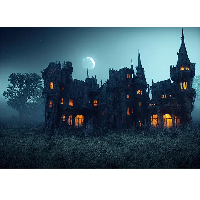 Halloween Backdrop Horror Moon Night Scary Cemetery Pumpkin Lantern for ...
