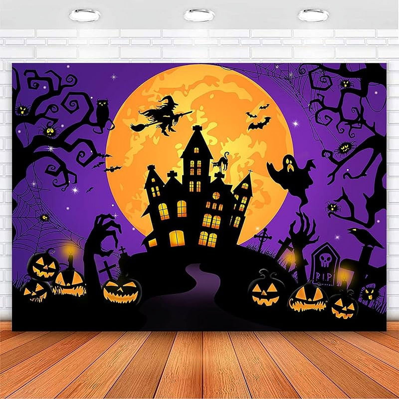 Halloween Backdrop Moon Night Halloween Backdrops for Parties Castle ...