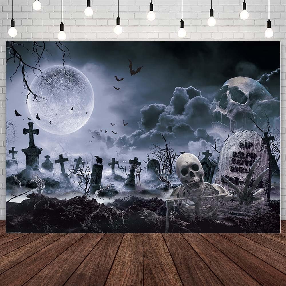 Halloween Backdrop for Photography Gray Horror Moon Night Scary ...