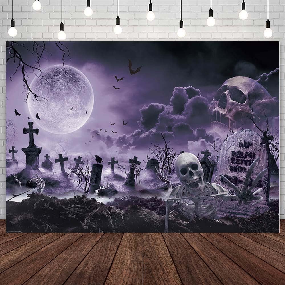 Halloween Backdrop for Photography Purple Horror Moon Night Scary ...