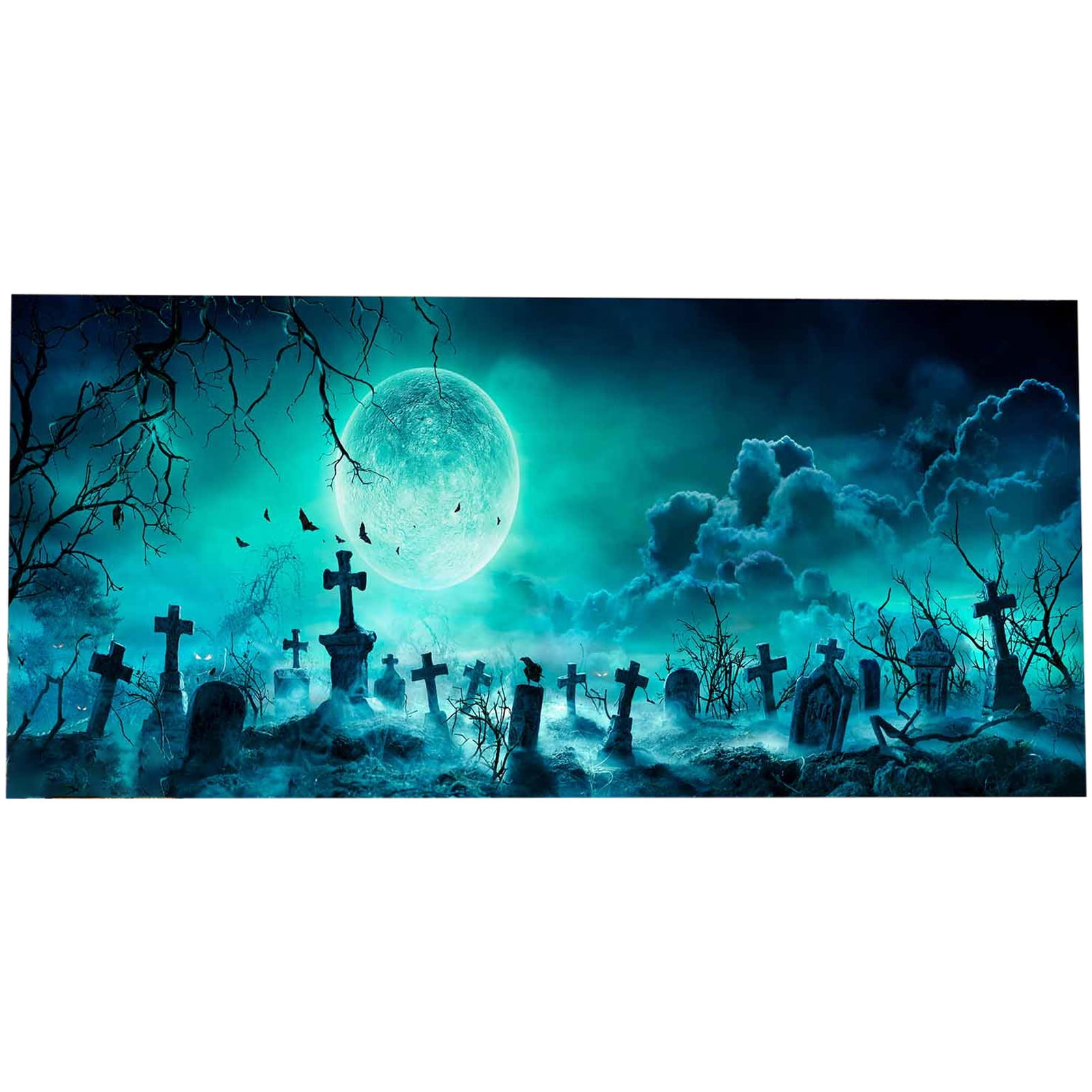 Halloween Backdrop Spooky Pumpkin Horror Moon Dark Forest Photo ...