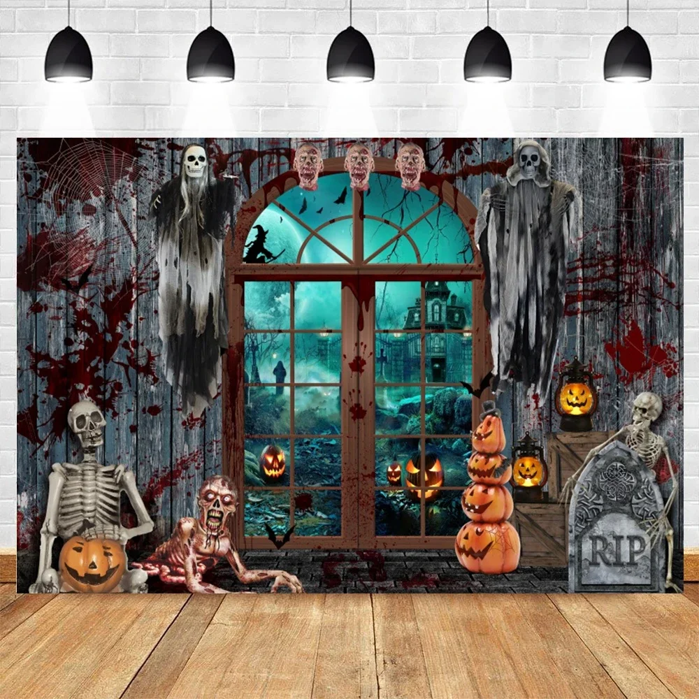 Halloween Backdrop for Photography Horror Night Moon Pumpkin Scary ...