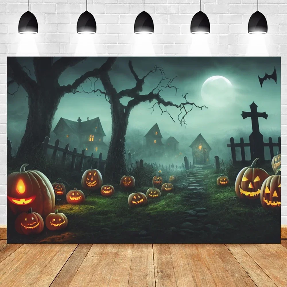 Halloween Backdrop for Photography Horror Night Moon Scary Forest Tree ...