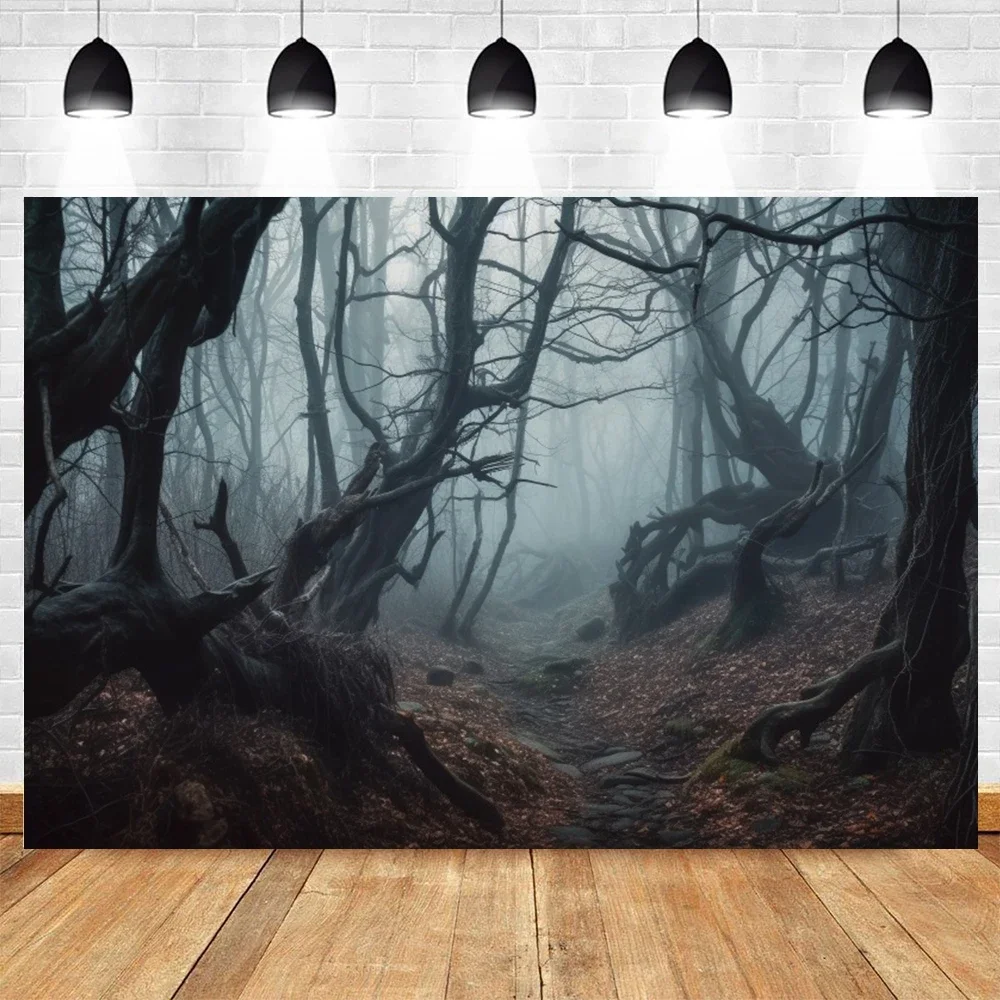 Halloween Backdrop for Photography Horror Night Moon Scary Forest Tree ...
