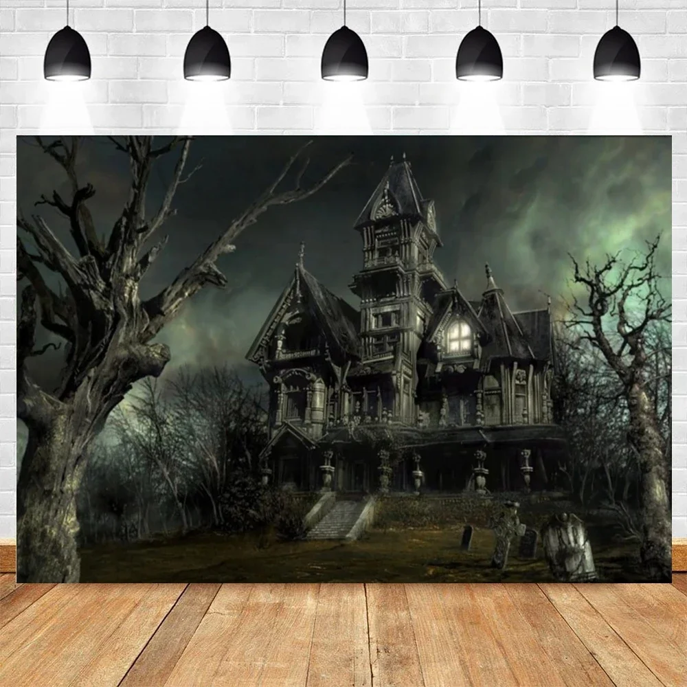 Halloween Backdrop for Photography Horror Night Moon Scary Forest Tree ...