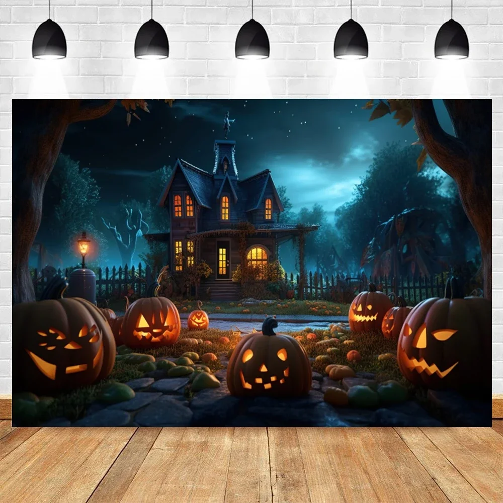 Halloween Backdrop for Photography Horror Night Moon Scary Forest Tree ...