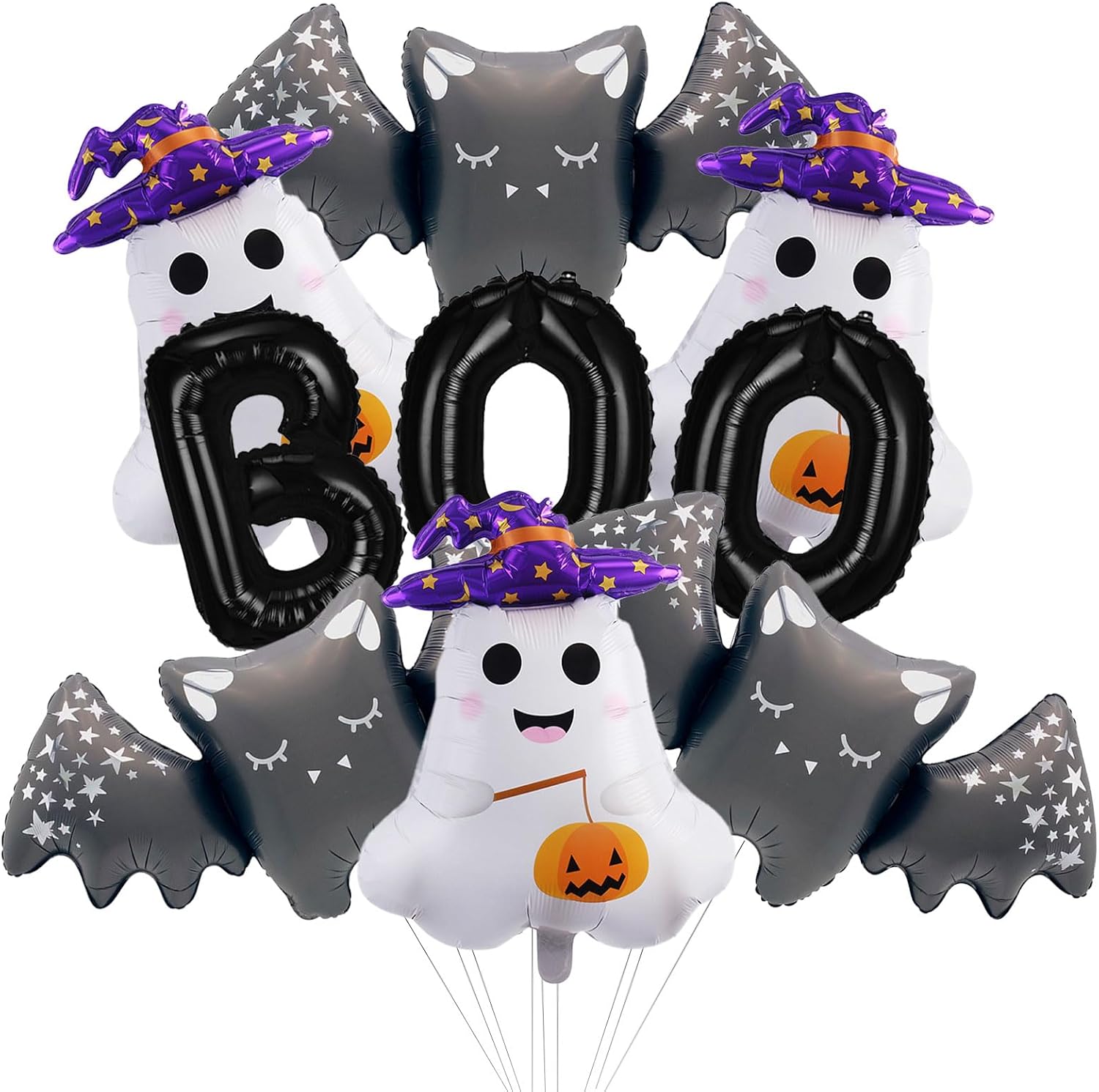 Halloween Balloons Decorations Bat Ghost Balloons BOO Foil Balloon Kit ...