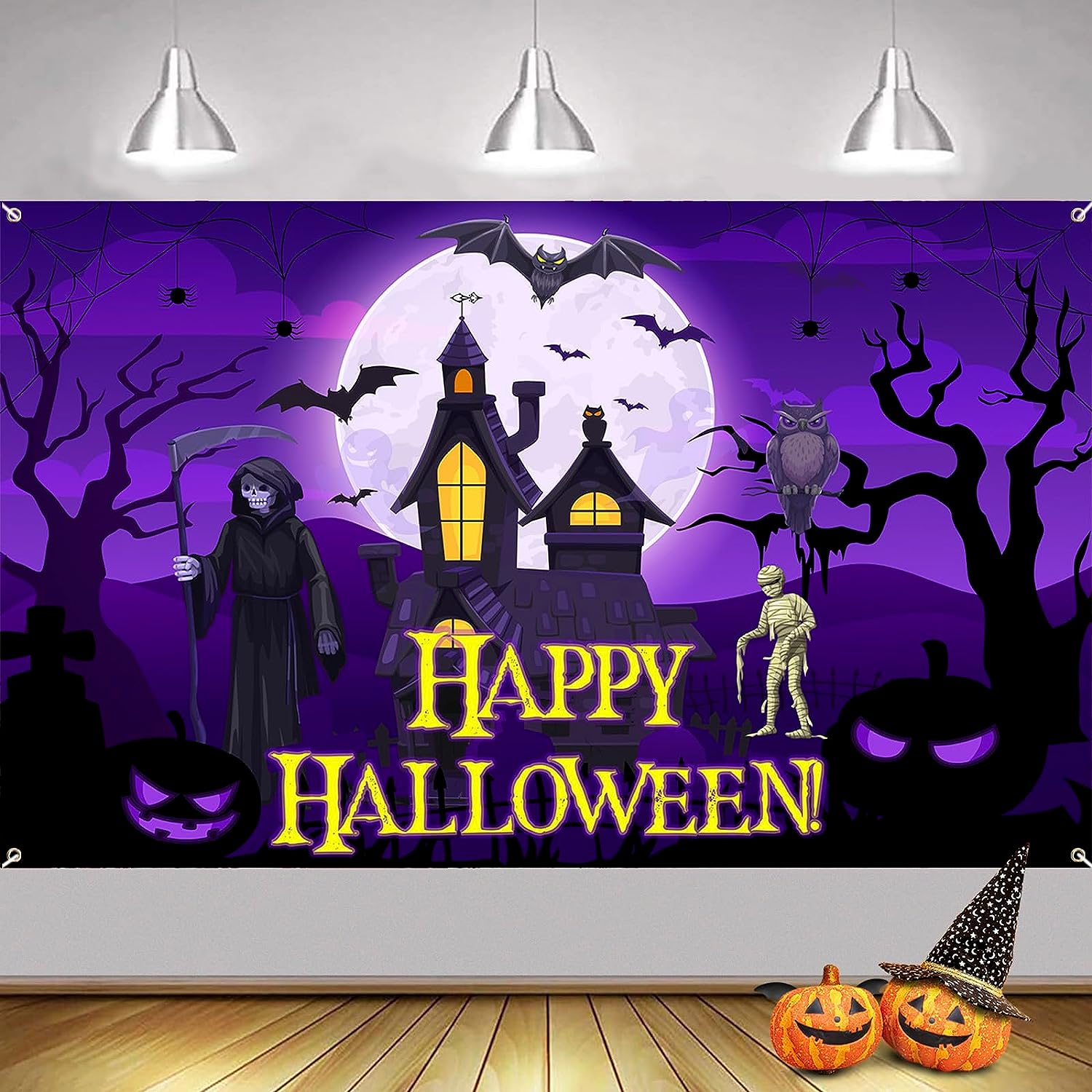 Halloween Banner Decoration, Extra Large Black Purple Halloween Banner ...
