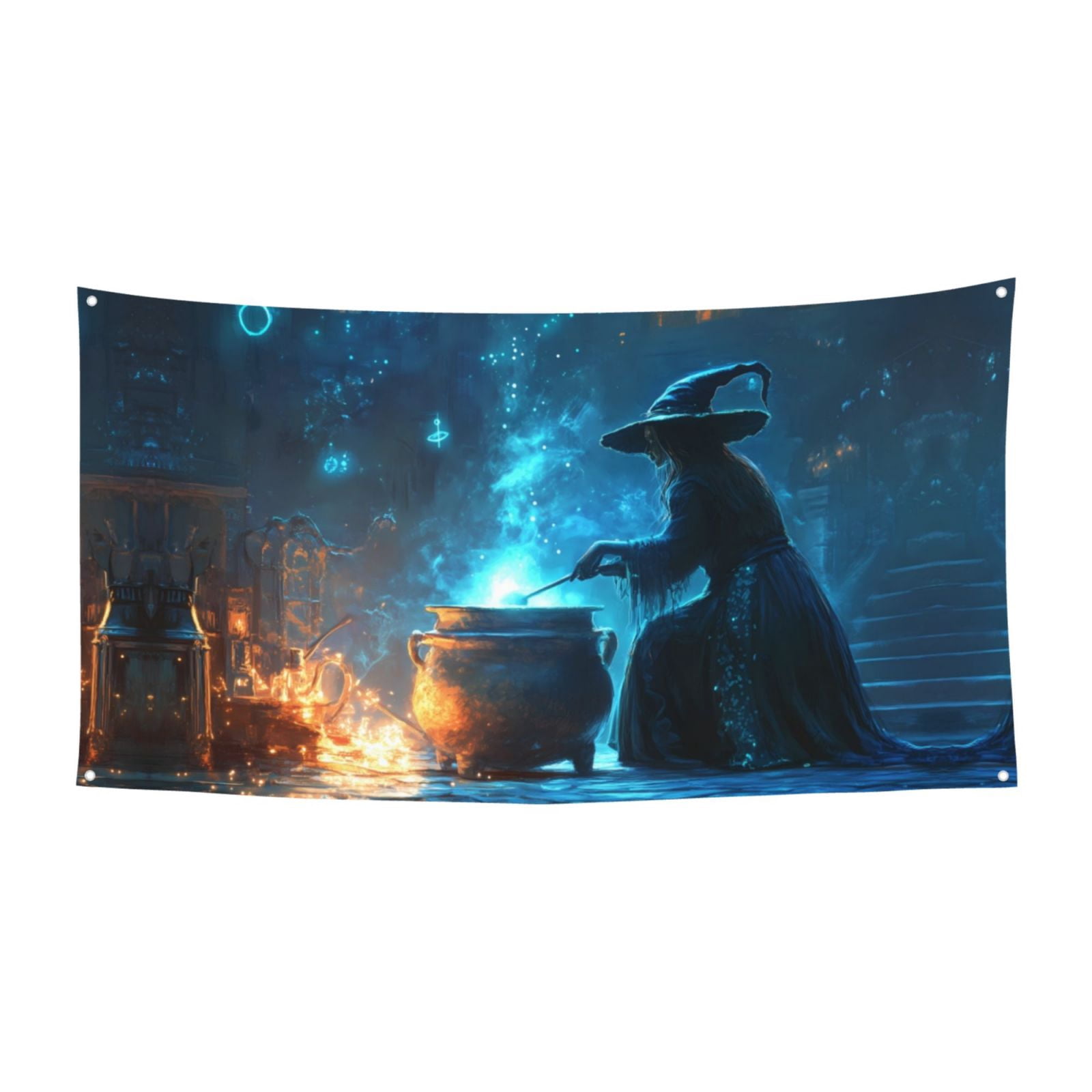 Halloween Banner, Halloween Mysterious Witch Funny Wall Tapestry Wall ...