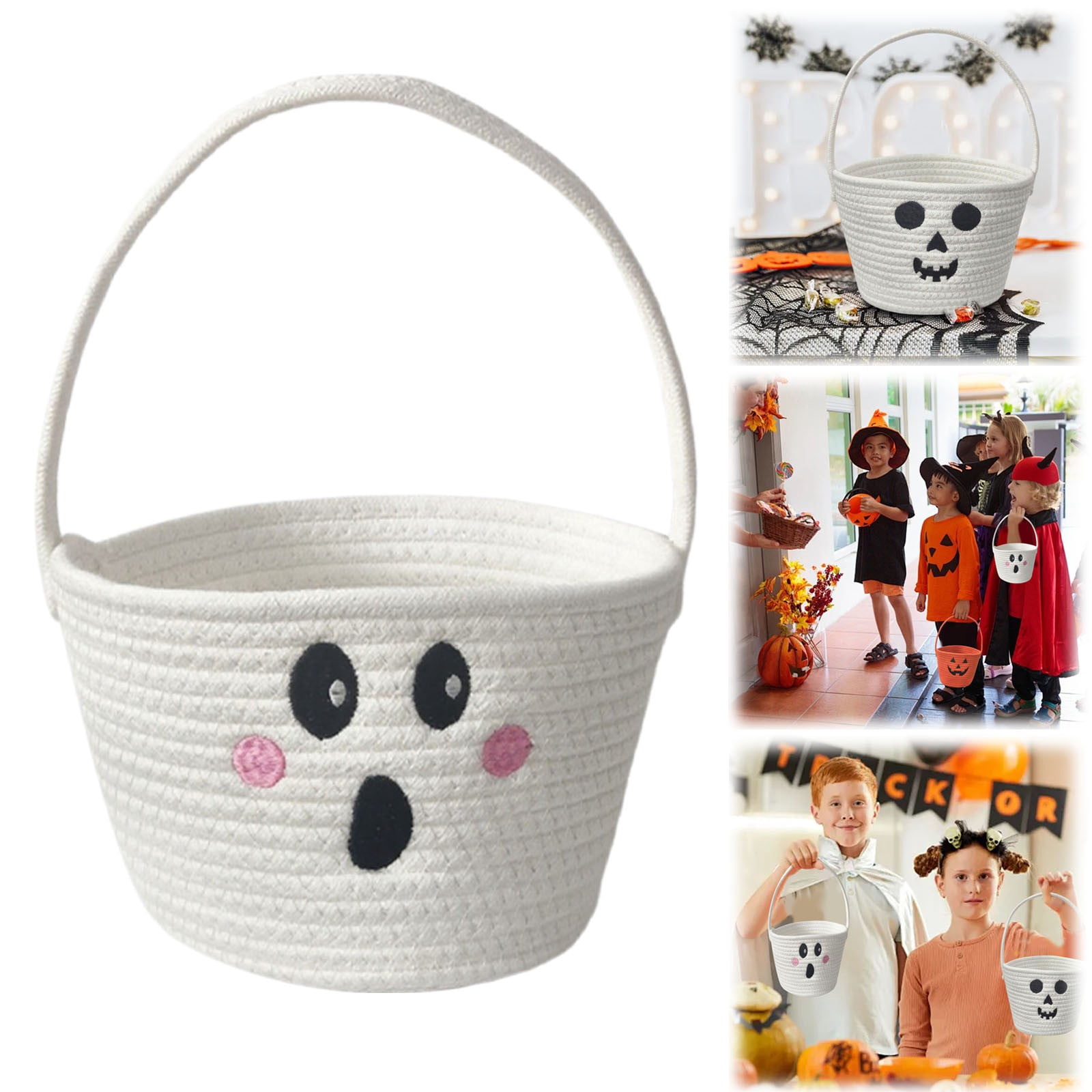 Halloween Basket for Kids, Trick or Treat Basket, Cute Pumpkin Candy ...