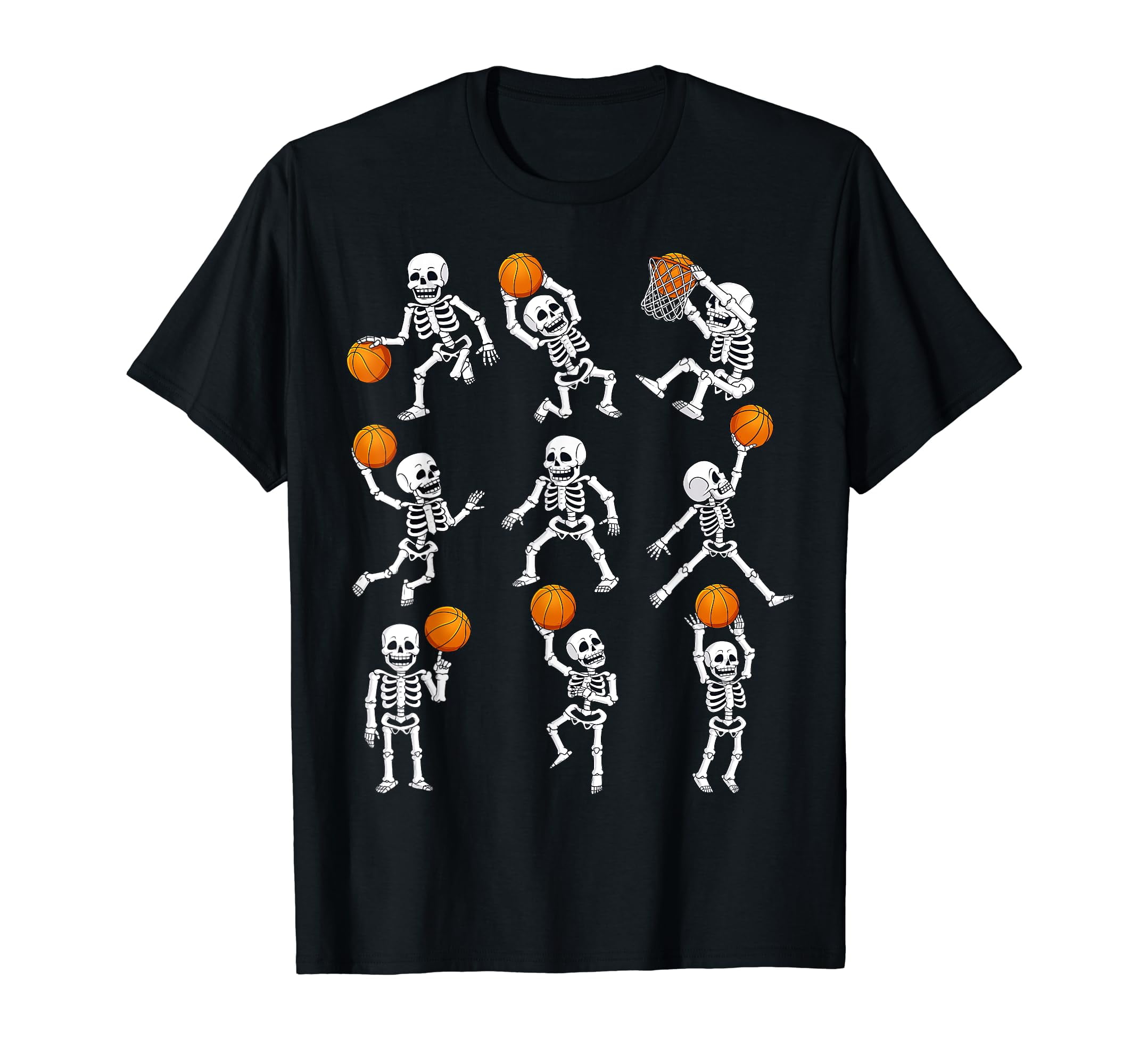 Halloween Basketball Skeletons Dunking Dribble Boys Kids T-Shirt ...