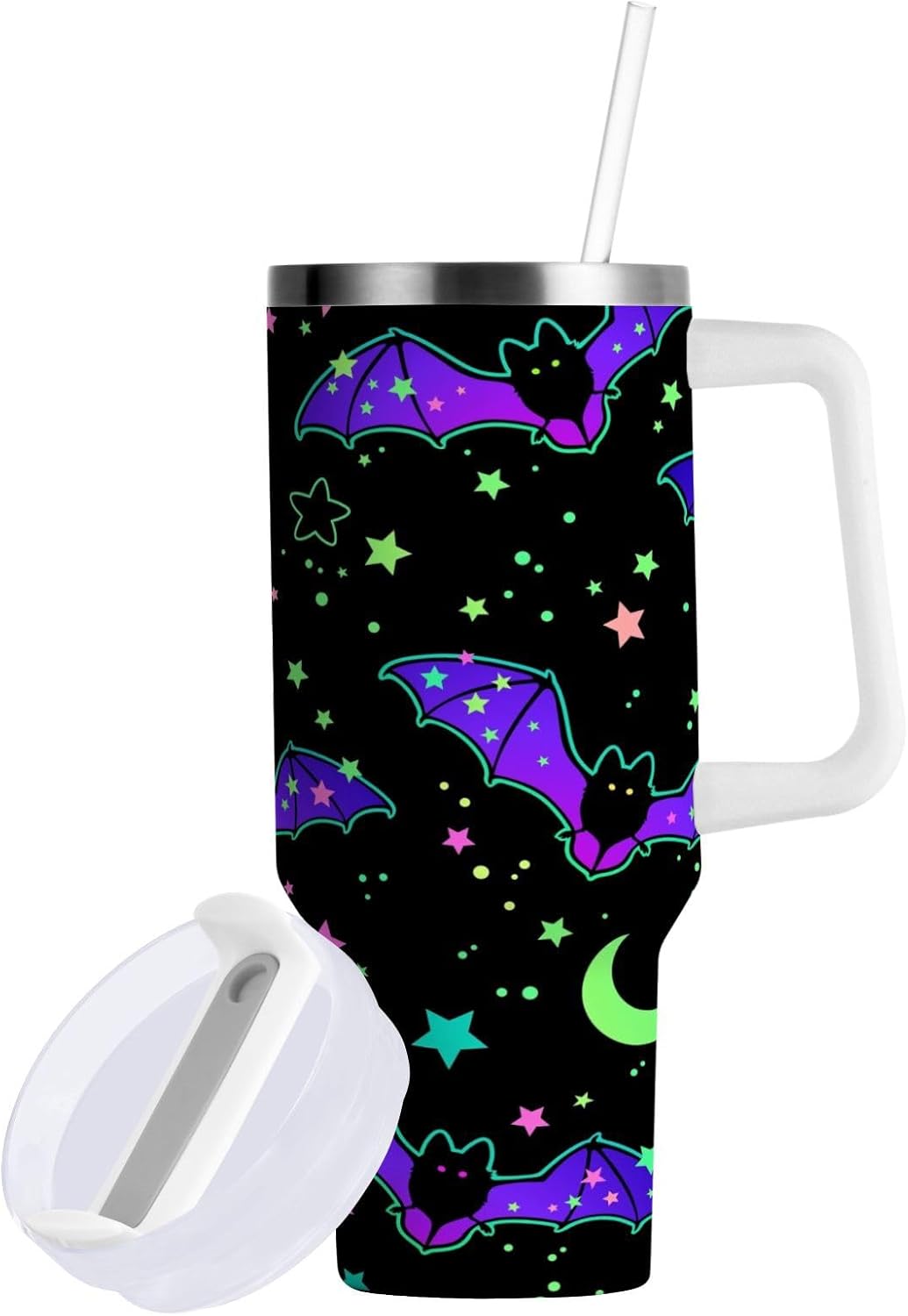 Halloween Bat 40 oz Tumbler with Handle, Stainless Steel Vacuum ...