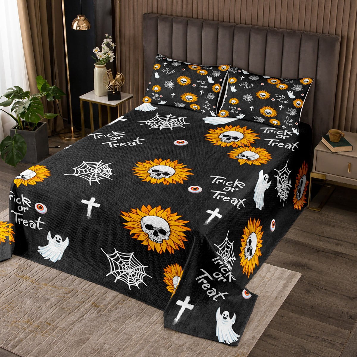 Halloween Bat Coverlet Set Halloween Spooky Animal Pattern Bedspread ...