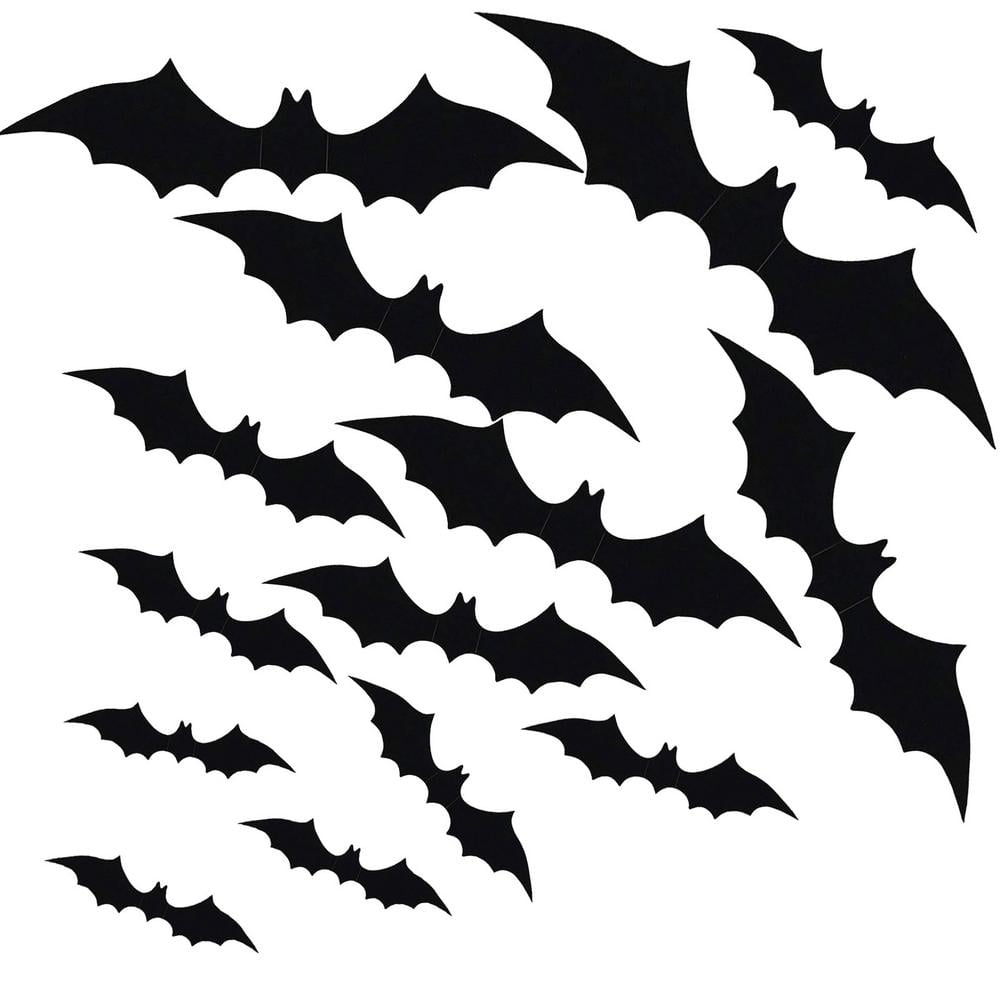 Halloween Bat Decorations | 3D Black Bats Wall Decals | Scary Halloween ...