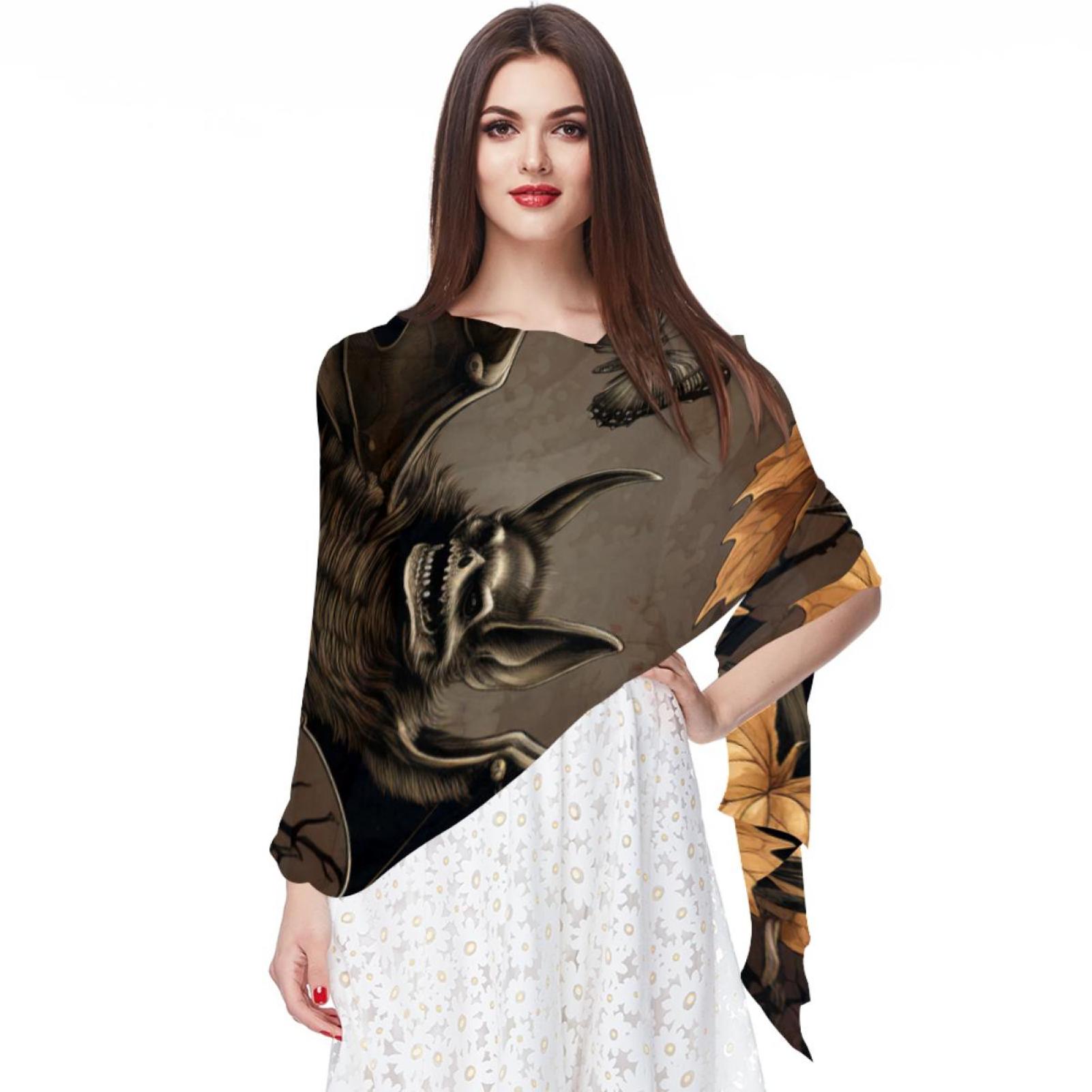 Halloween Bat Elegant Chiffon Silk Scarf for Women - Lightweight and ...