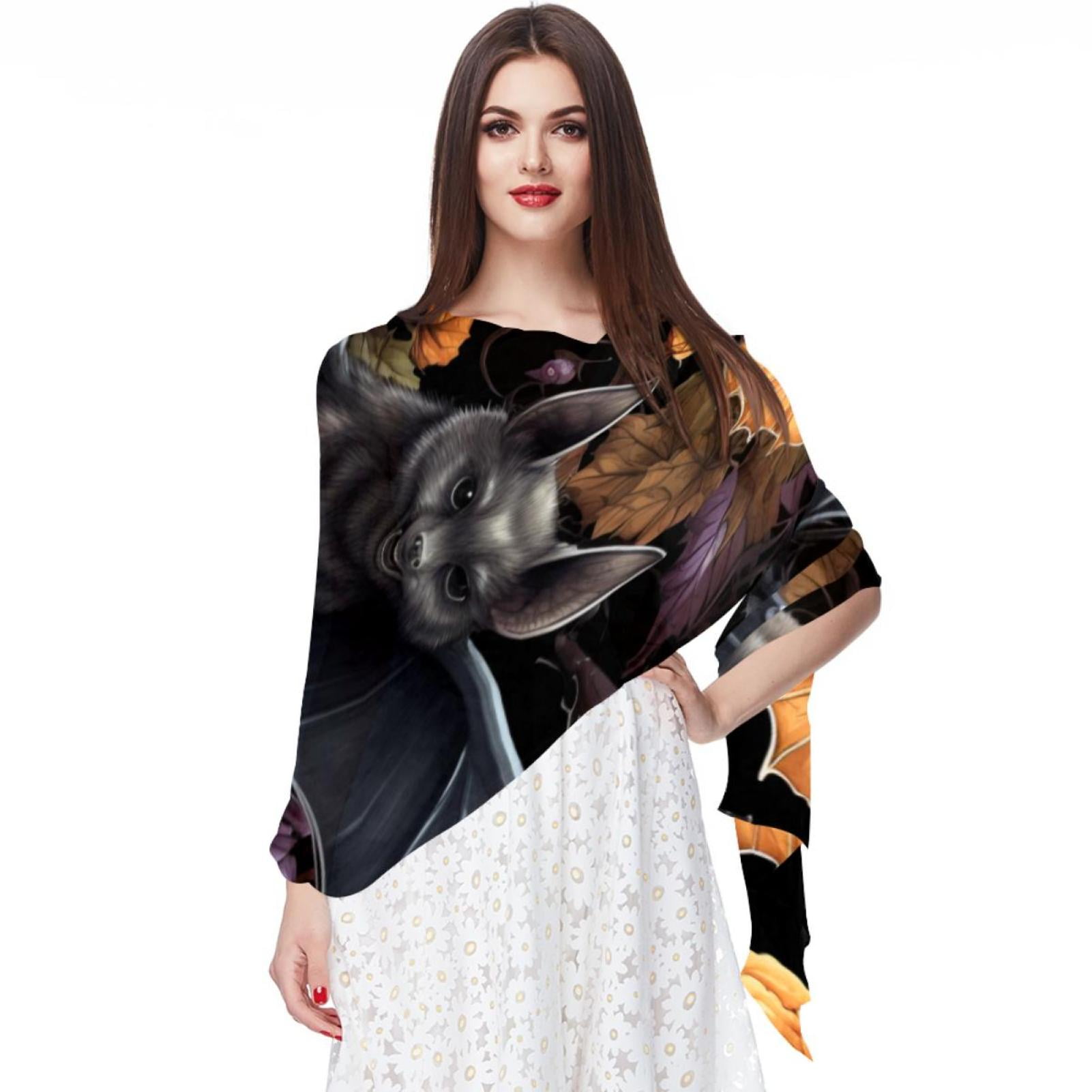 Halloween Bat Light and Breathable Chiffon Yarn Silk Scarf ...