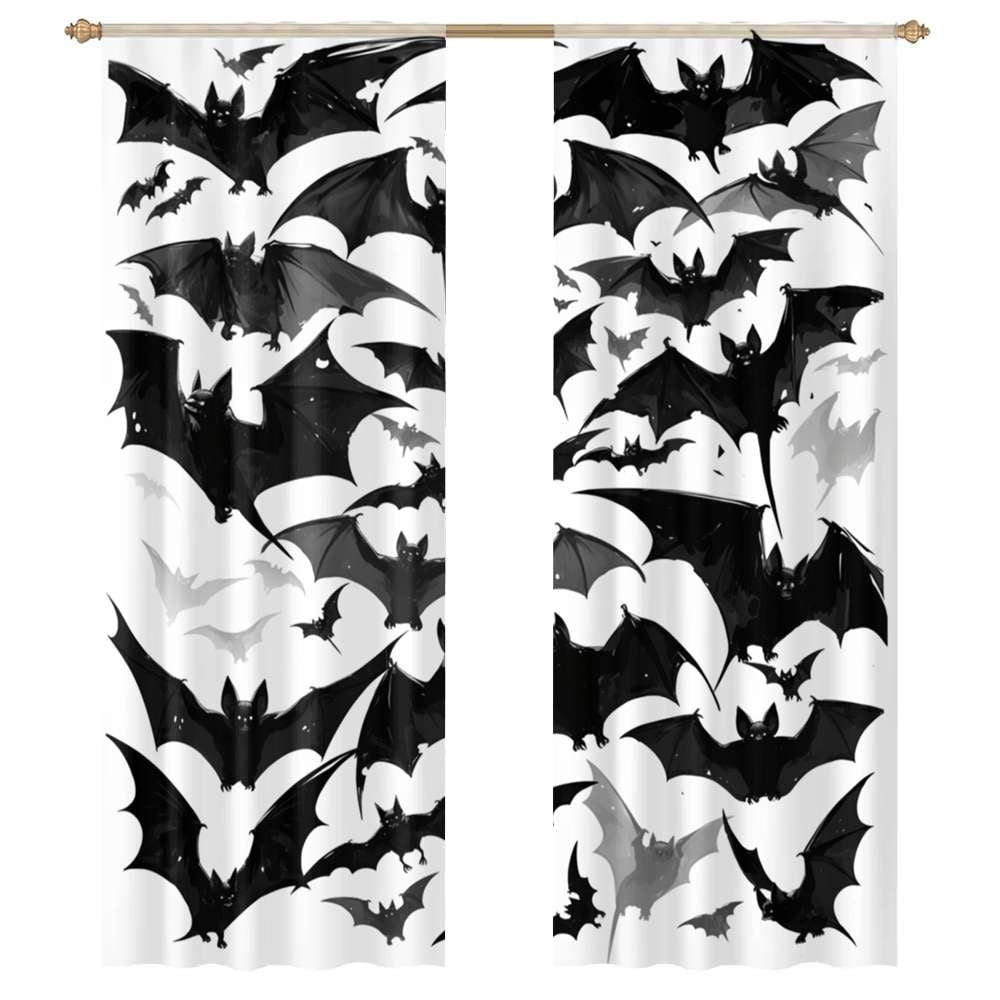 Halloween Bat Modern Tulle Window Curtains for Living Room Luxury ...