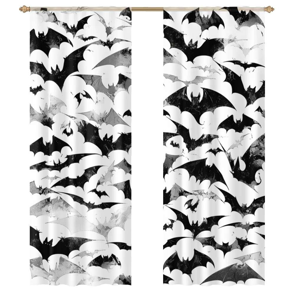 Halloween Bat Modern Tulle Window Curtains for Living Room Luxury ...